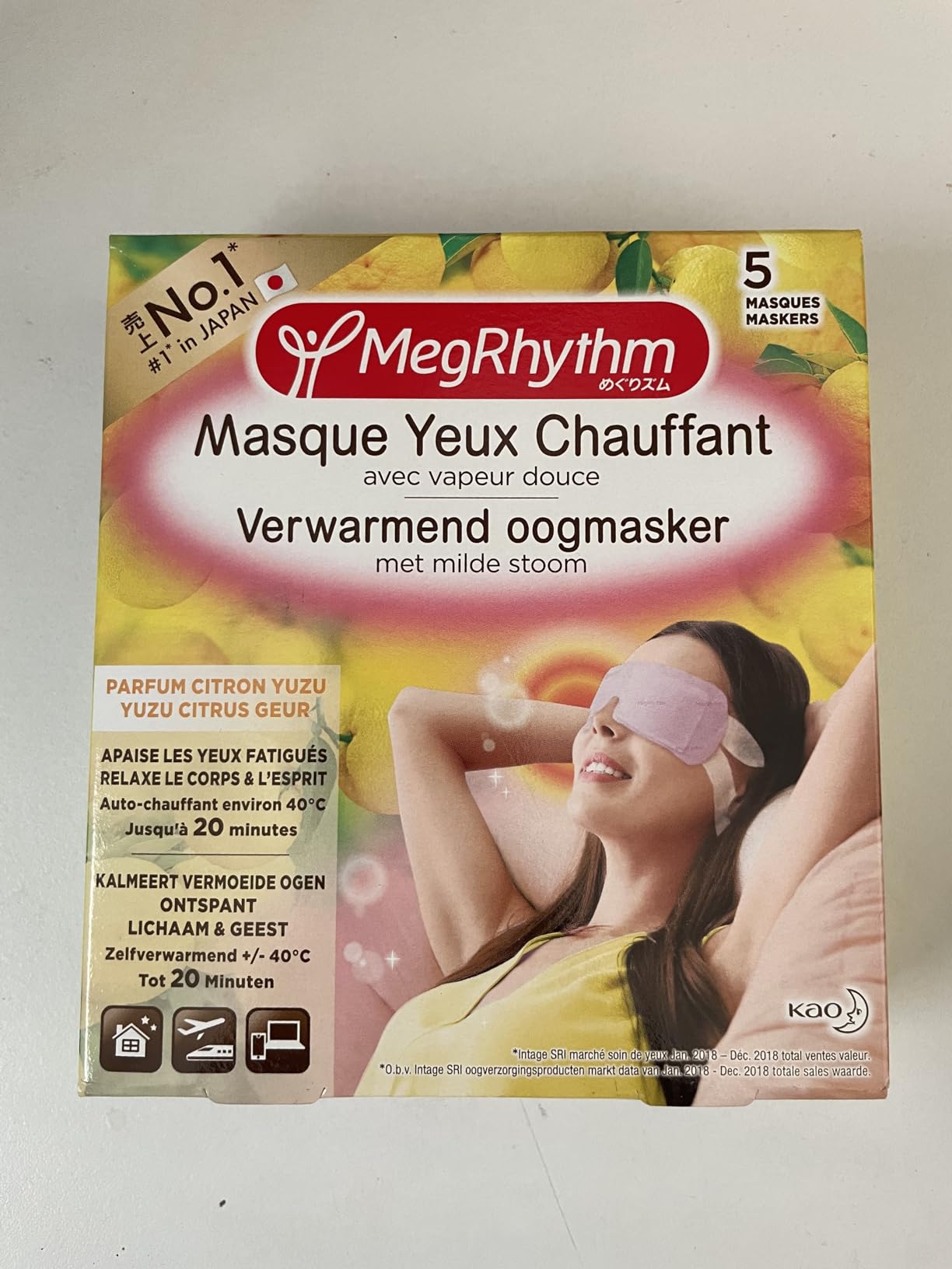 MEGRHYTHM Masque Yeux Chauffant Citron Yuzu - Boîte de 5 masques ...