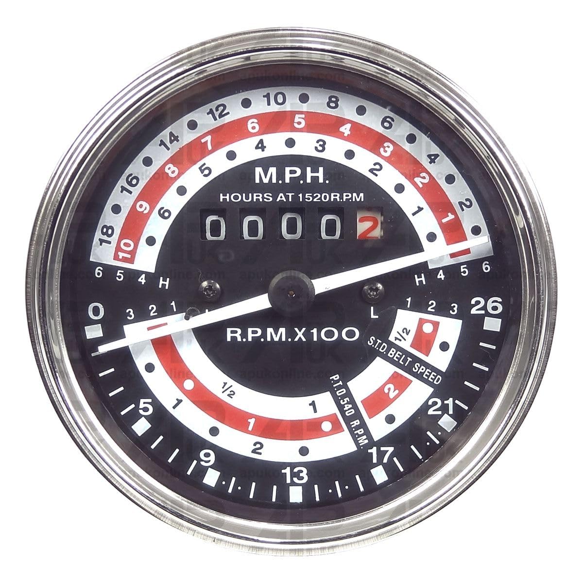 Rev Counter Tachometer Tractormeter Mph 6 Speed Lh Replacement Massey ...