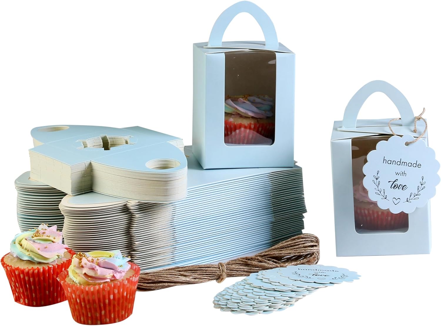 Amazon.com: mudrit Individual Cupcake Boxes, Single Cupcake Containers ...