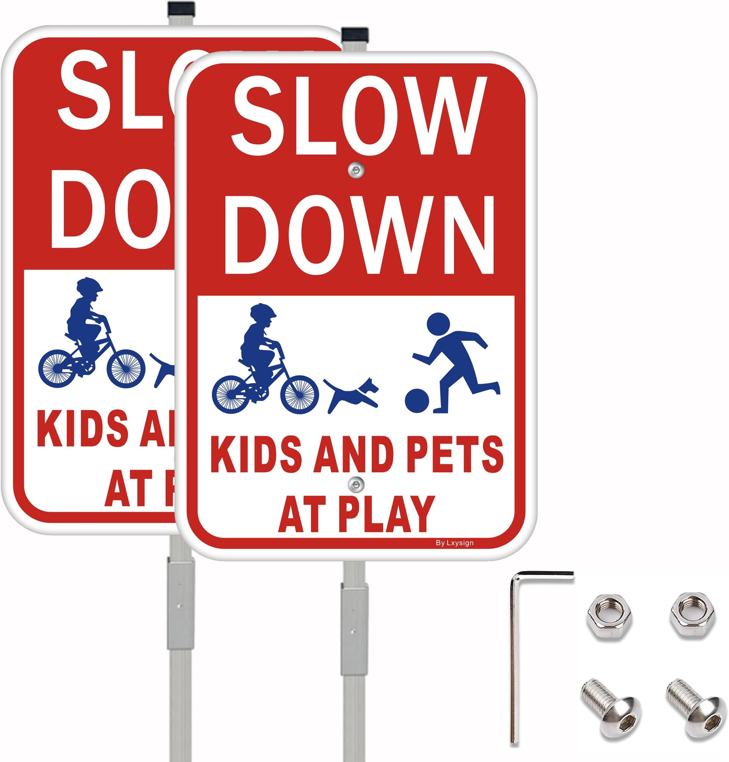 Amazon.com: Slow Down Kids and Pets at Play Signs, 18" x 12" Children ...