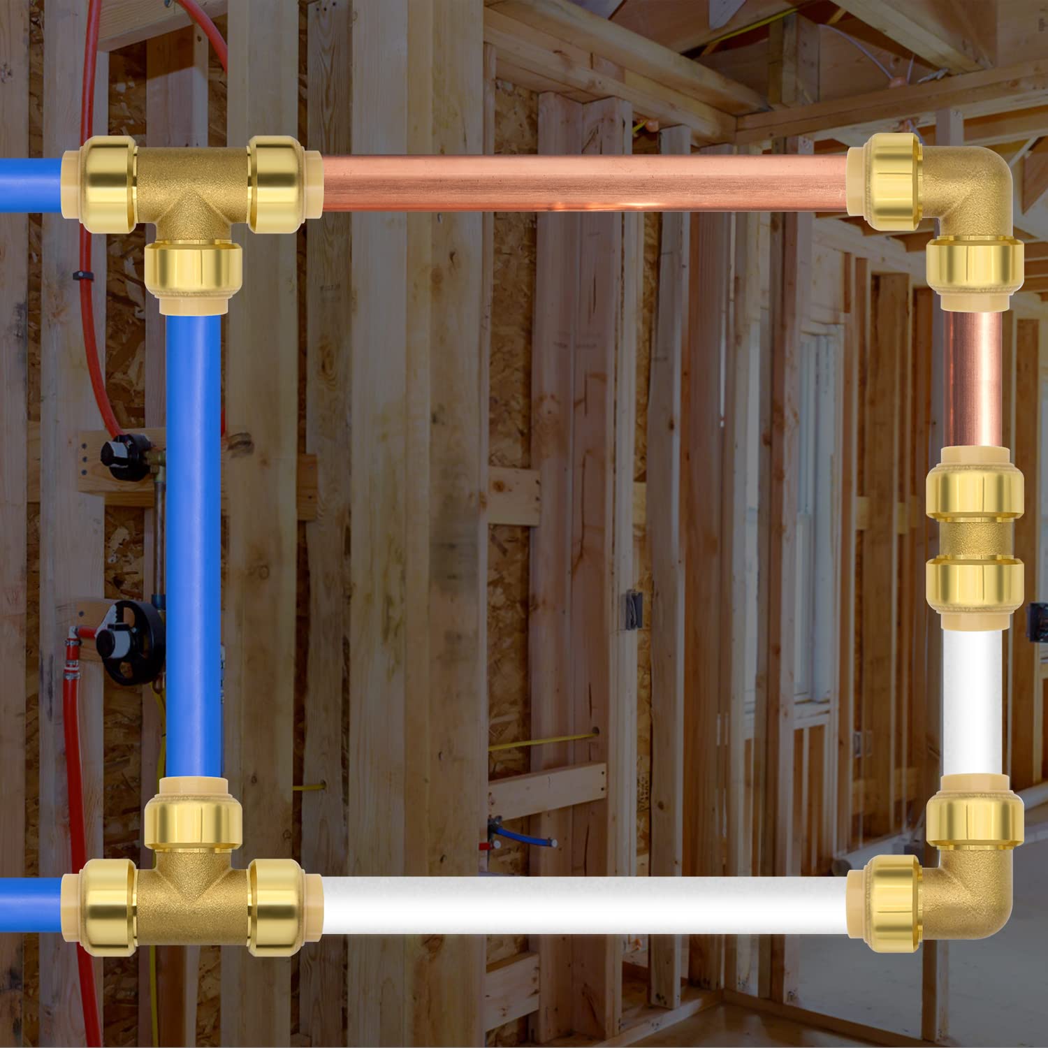 Snapklik.com : 2 Pack Push-to-Connect Plumbing Fittings, 1/2" Pushfit ...