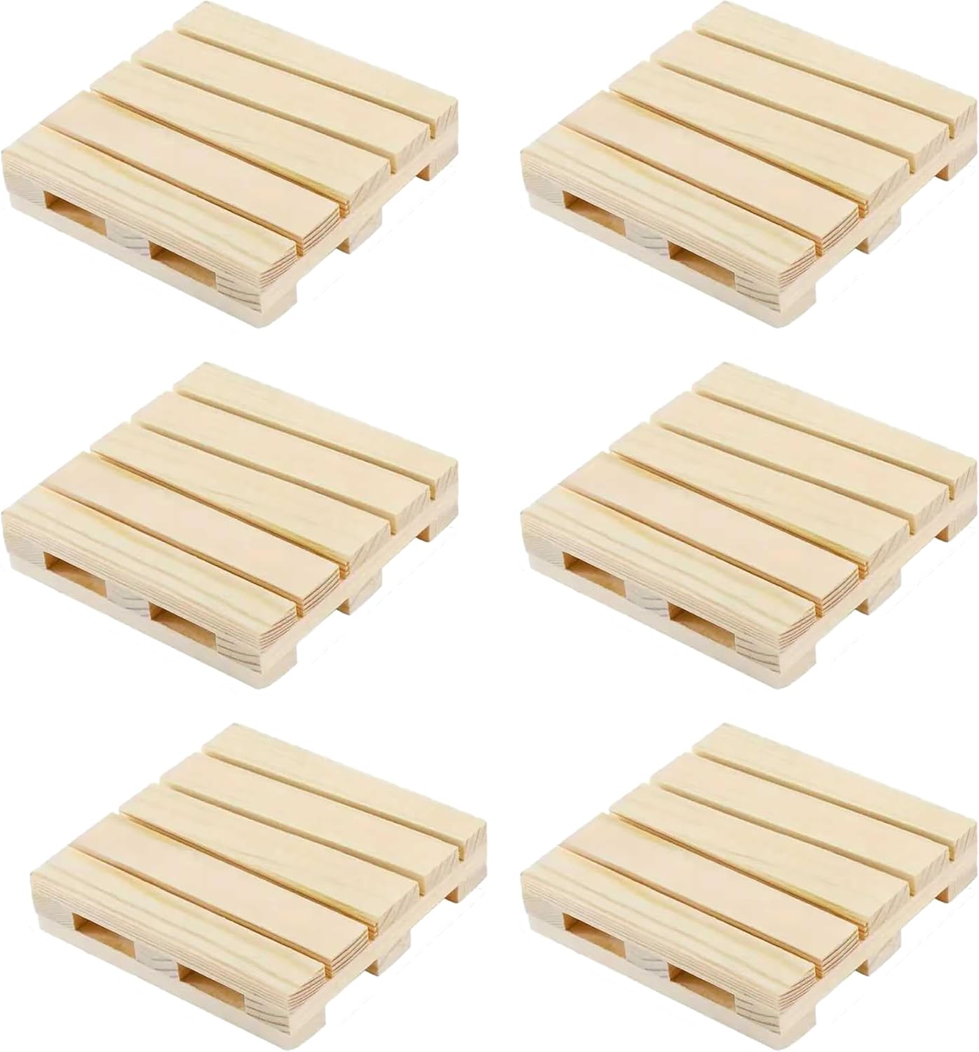 Amazon.com | Set of 6 Unfinished Mini Wooden Pallets, Rustic Industrial ...