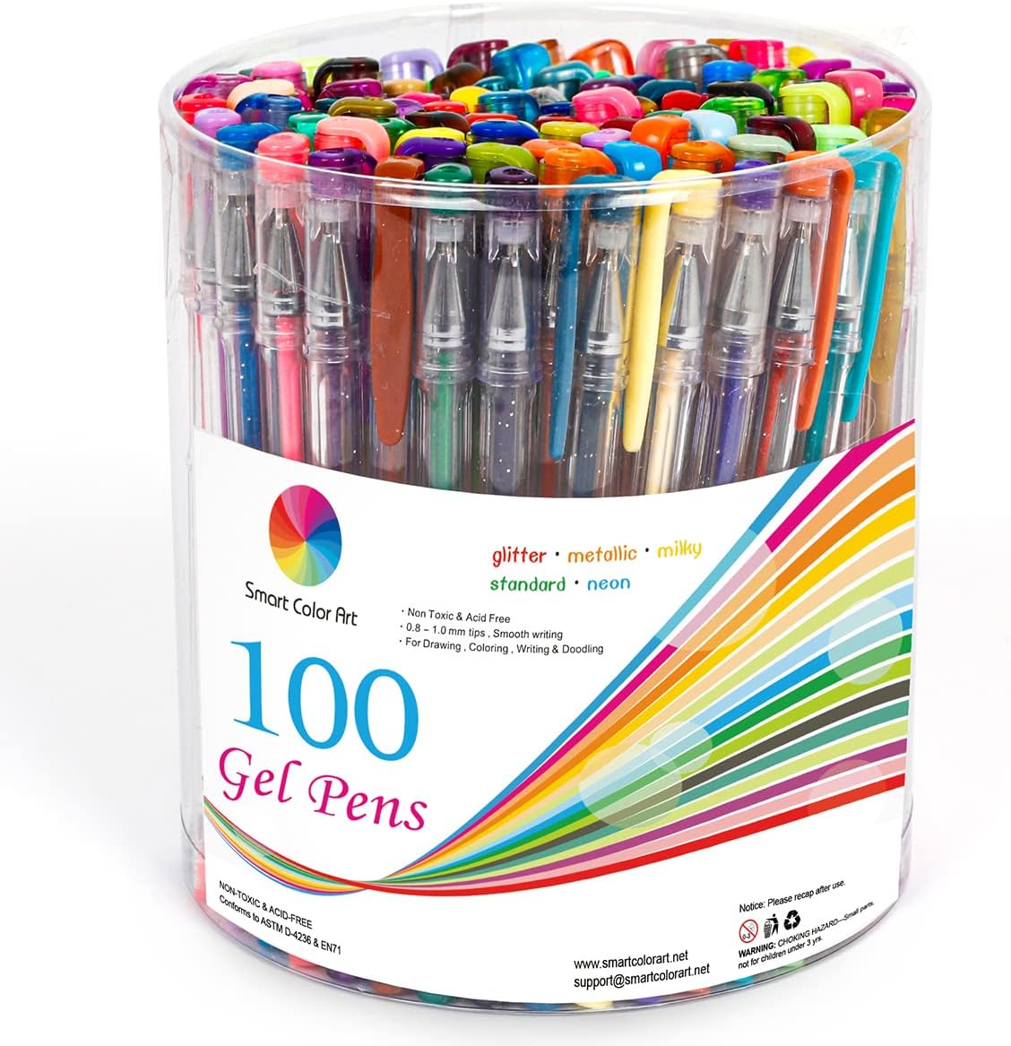 Amazon.com: Smart Color Art 100 Colors Gel Pens Set for Adult Coloring ...