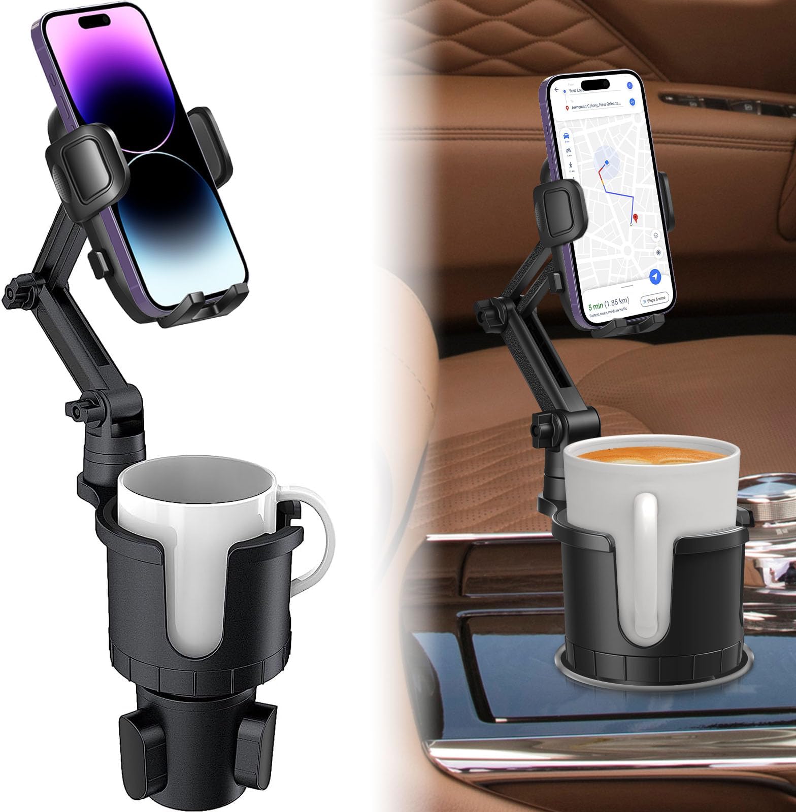 Amazon.com: Cup Holder Extender Phone Mount (Adjustable) for Car with ...