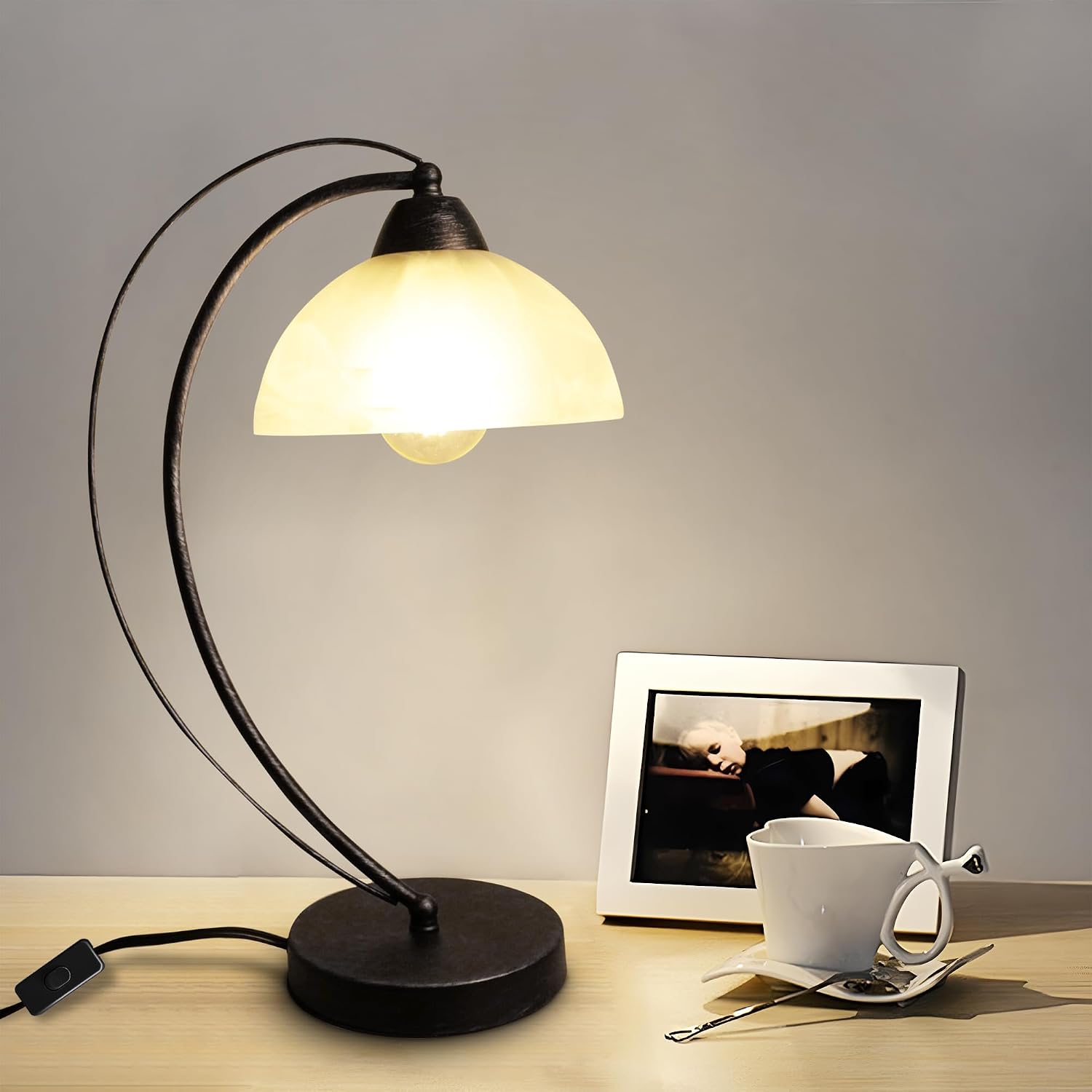 Amazon.com: Auffel Table Lamp Nightstand Lamp Plug in Industrial Table ...