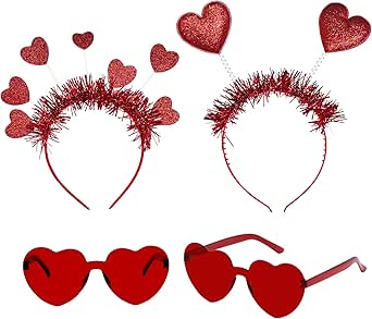 Amazon.com: Haakong 4PcsValentines Day Heart Headbands Heart Shape ...