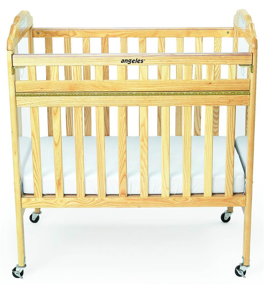 Amazon.com : Angeles Compact Drop Gate Clear View Crib with Mirror ...