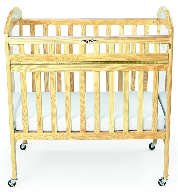 Amazon.com : Angeles Compact Drop Gate Clear View Crib with Mirror ...