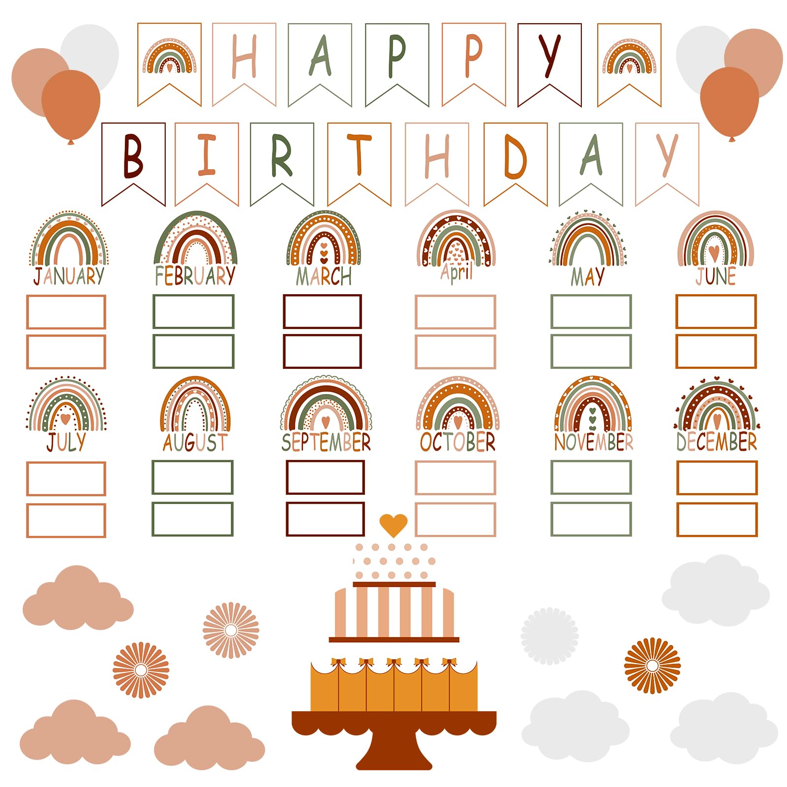 Snapklik.com : Nezyo 80 Pcs Boho Happy Birthday Bulletin Board Set ...