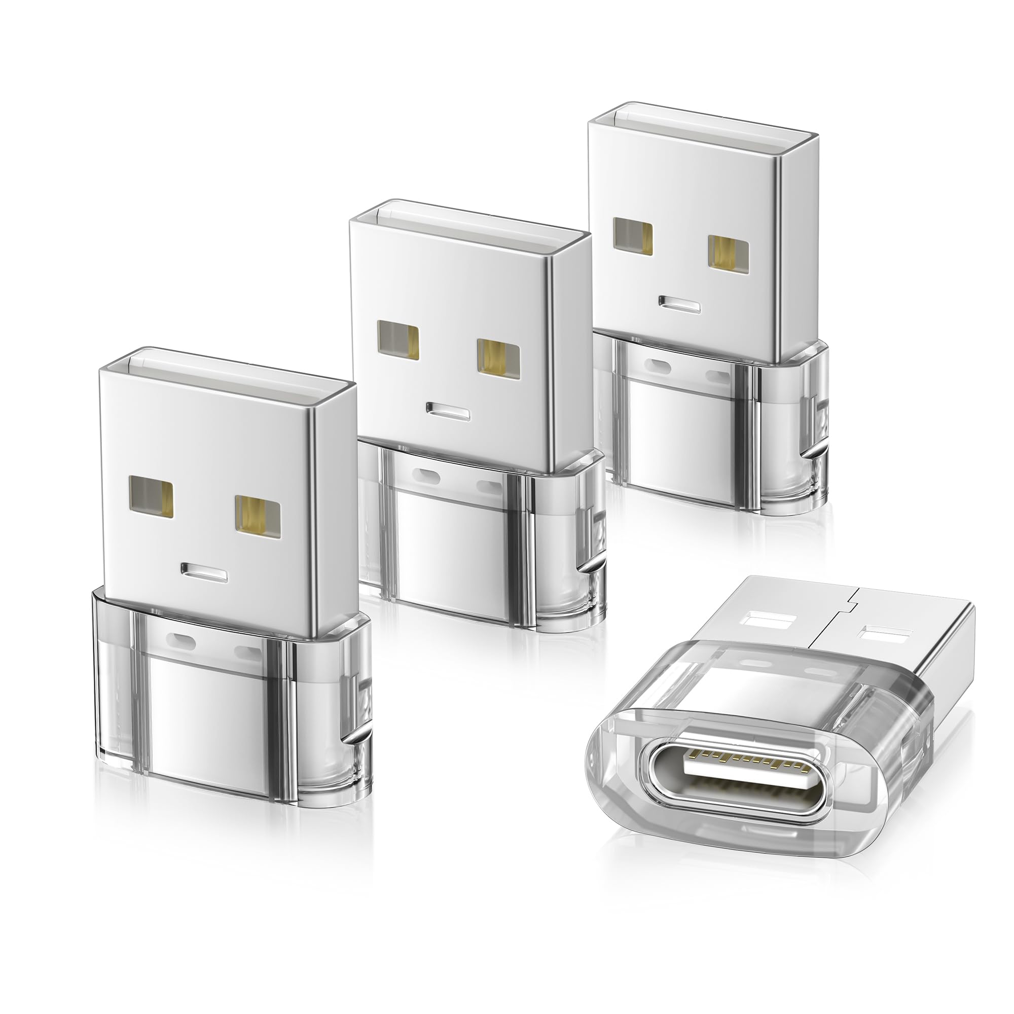 Amazon.com: Elebase USB to USB C Adapter 4 Pack,Transparent Type-C ...