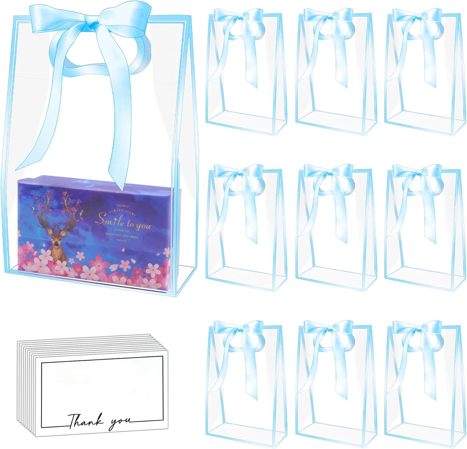 Amazon.com: 15Pack Clear Plastic Gift Bags with Handle,Reusable PP Gift ...