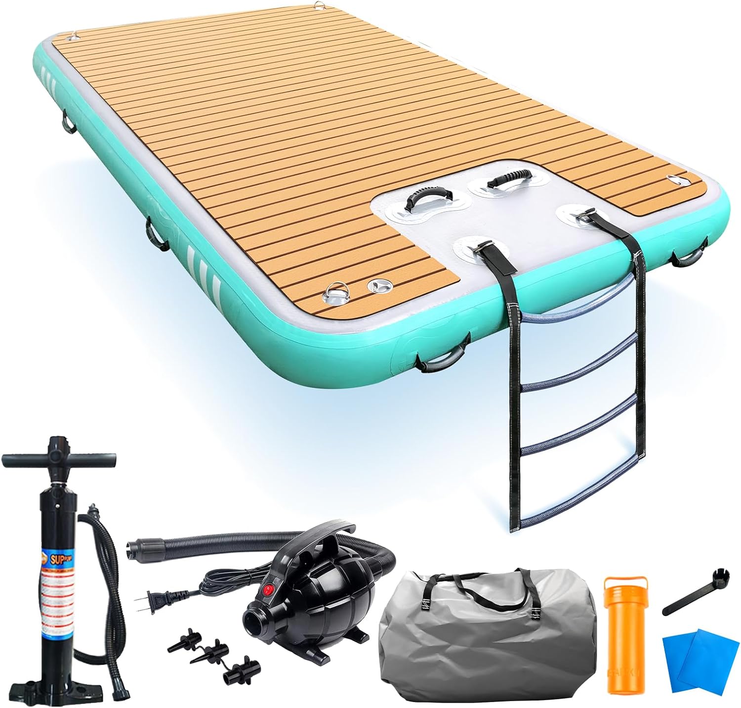 Amazon.com: 8x5ft Inflatable Floating Dock, Anti-Slip EVA Surface ...