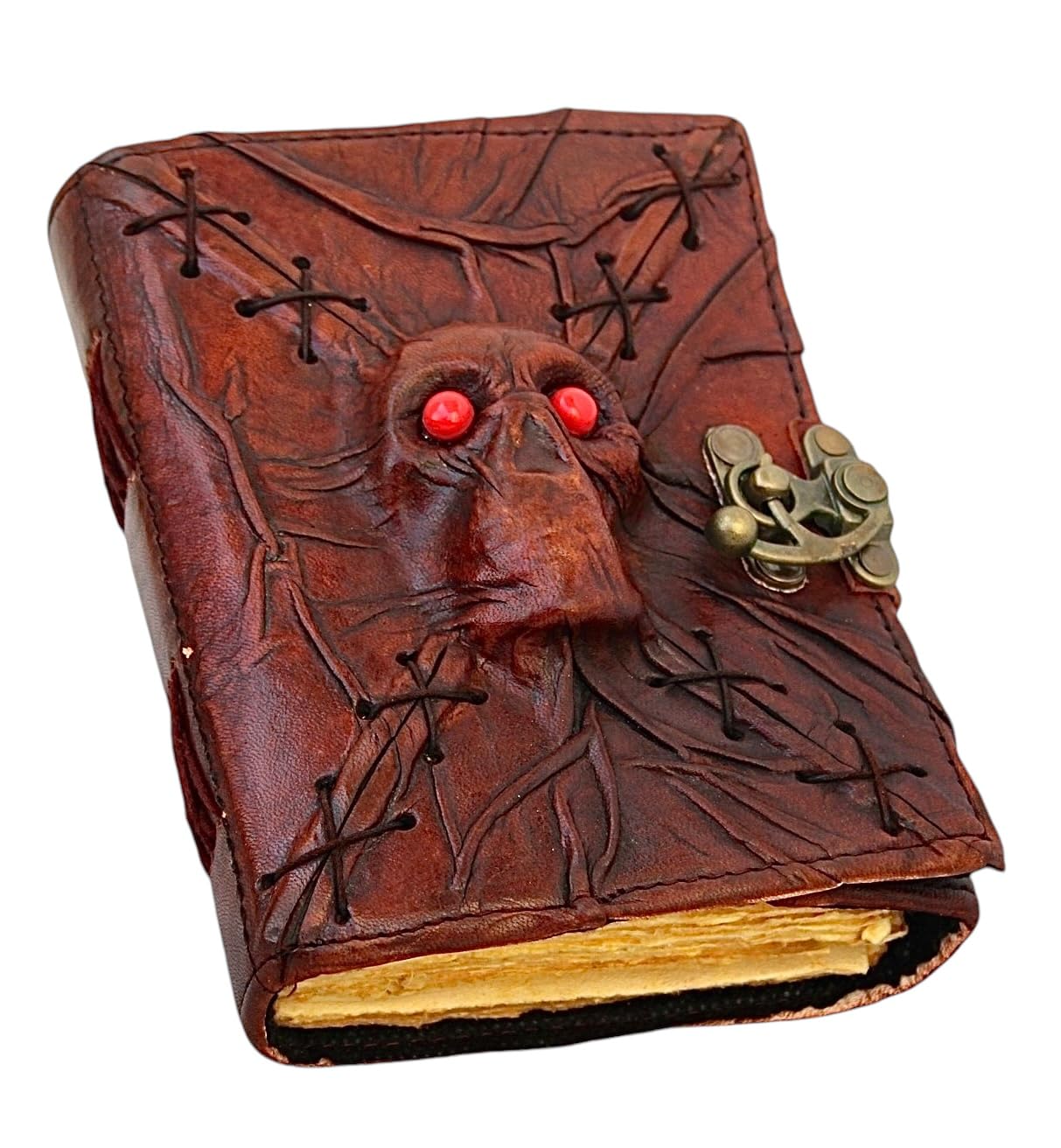 Amazon.com : Book of Spells Skull Vintage Leather Journal Horror Red ...