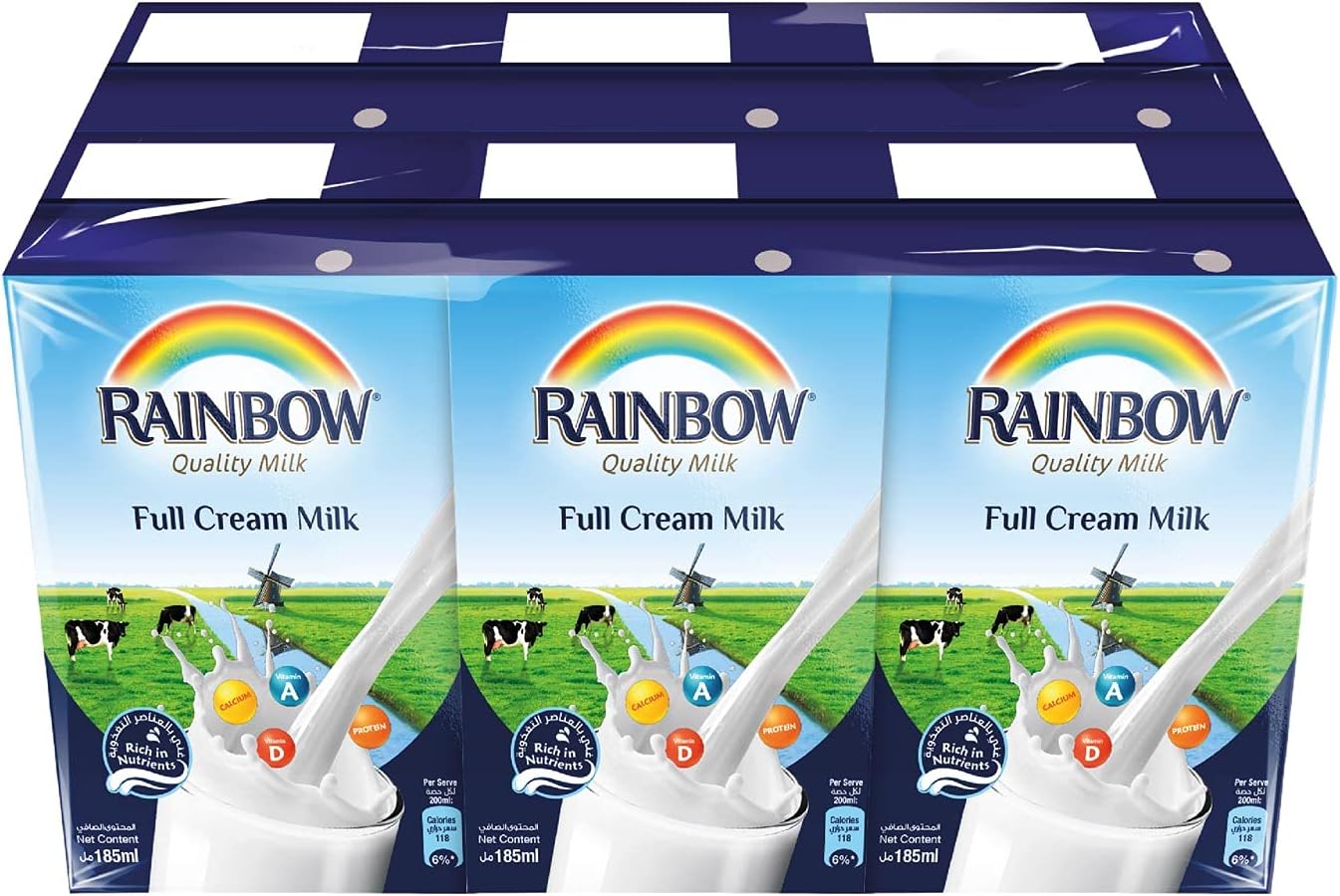 Rainbow UHT Milk Full Cream, 6 x 185 ml: Buy Online at Best Price in ...