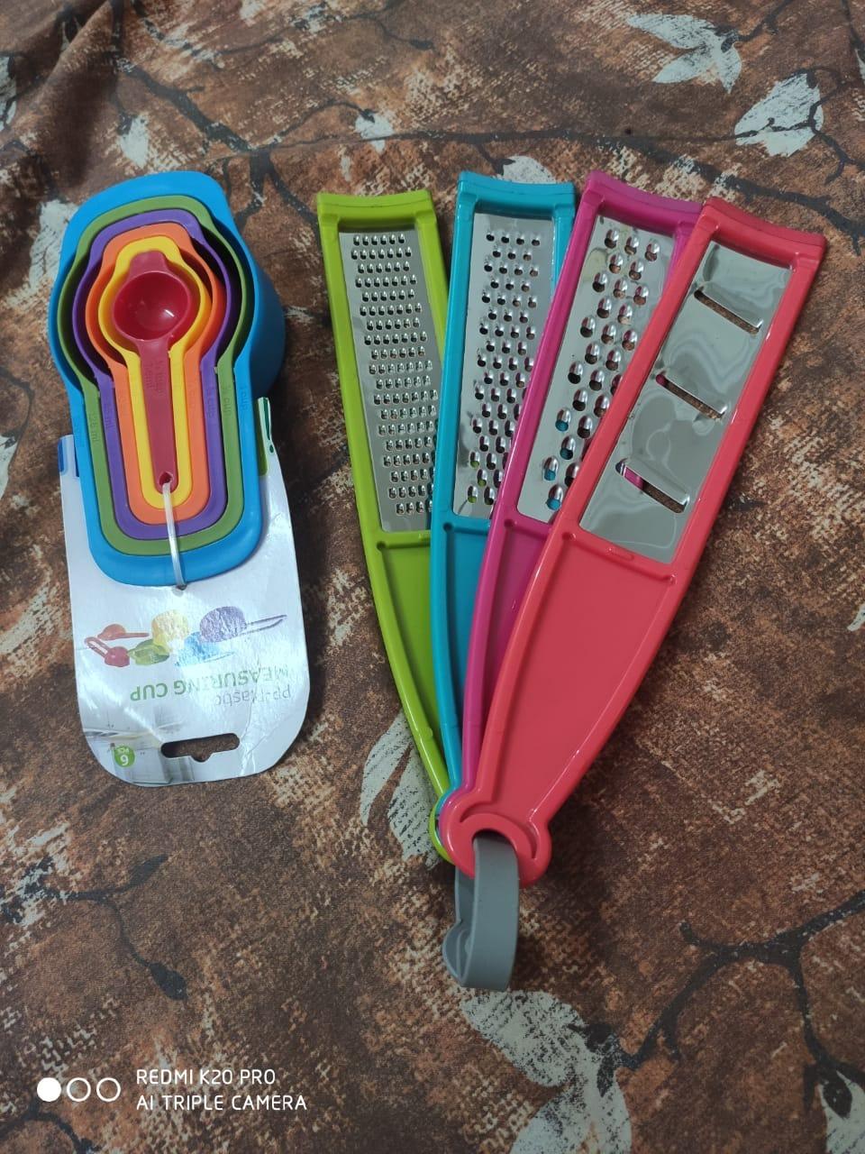 Store2508 Combo of Kitchen Grater Set (4 Pcs) & Measuring Spoons Set (6 ...