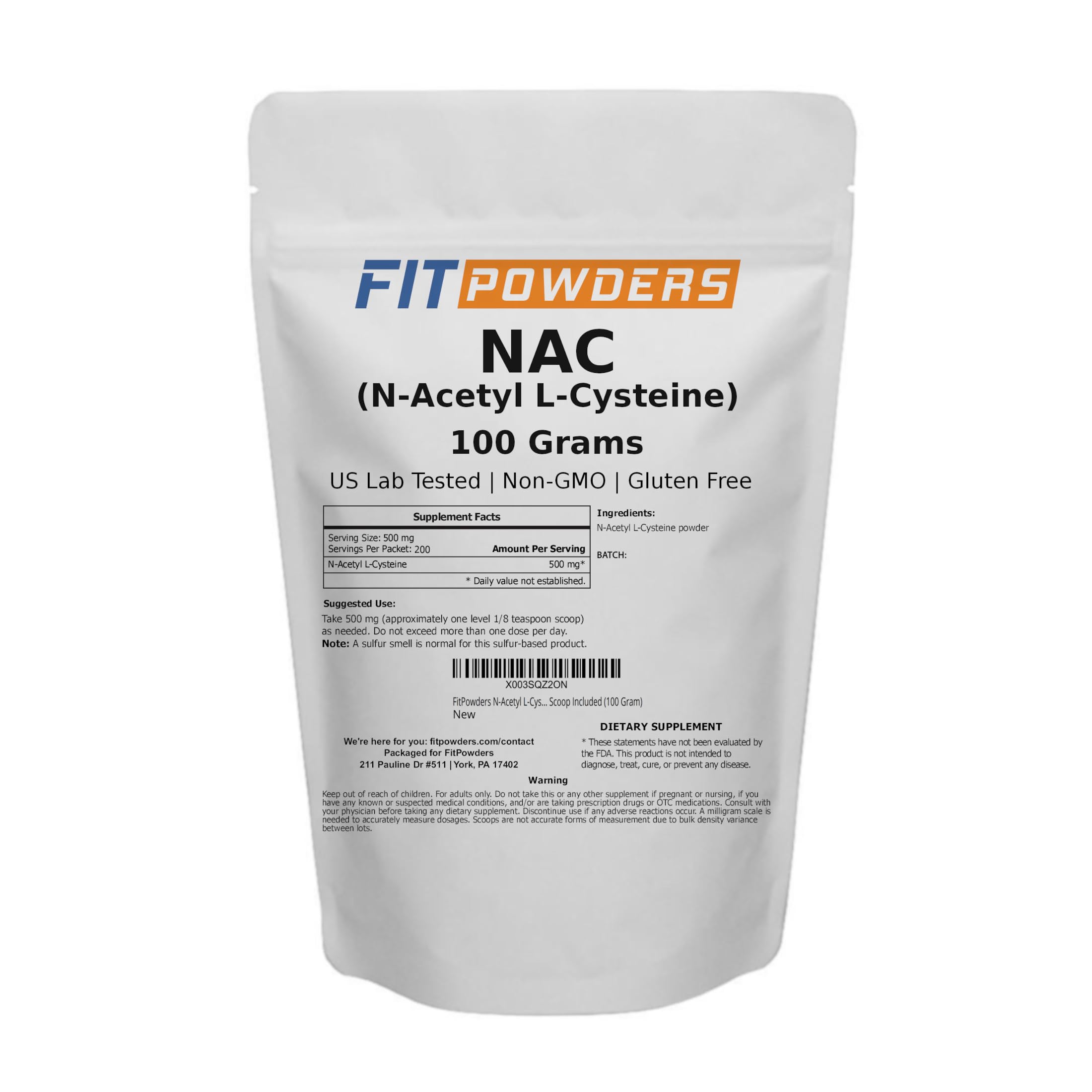 Amazon.com: FitPowders NAC Powder N-Acetyl L-Cysteine Powder Scoop ...