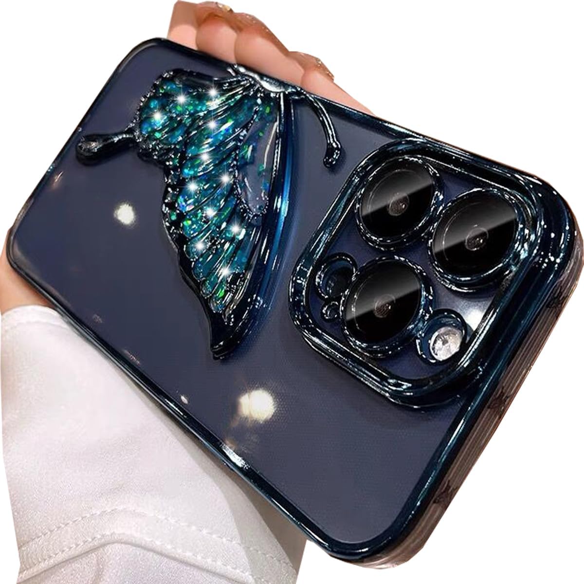 Amazon.com: Changjia Glitter 3D Butterfly Case for iPhone 14 Pro Max ...