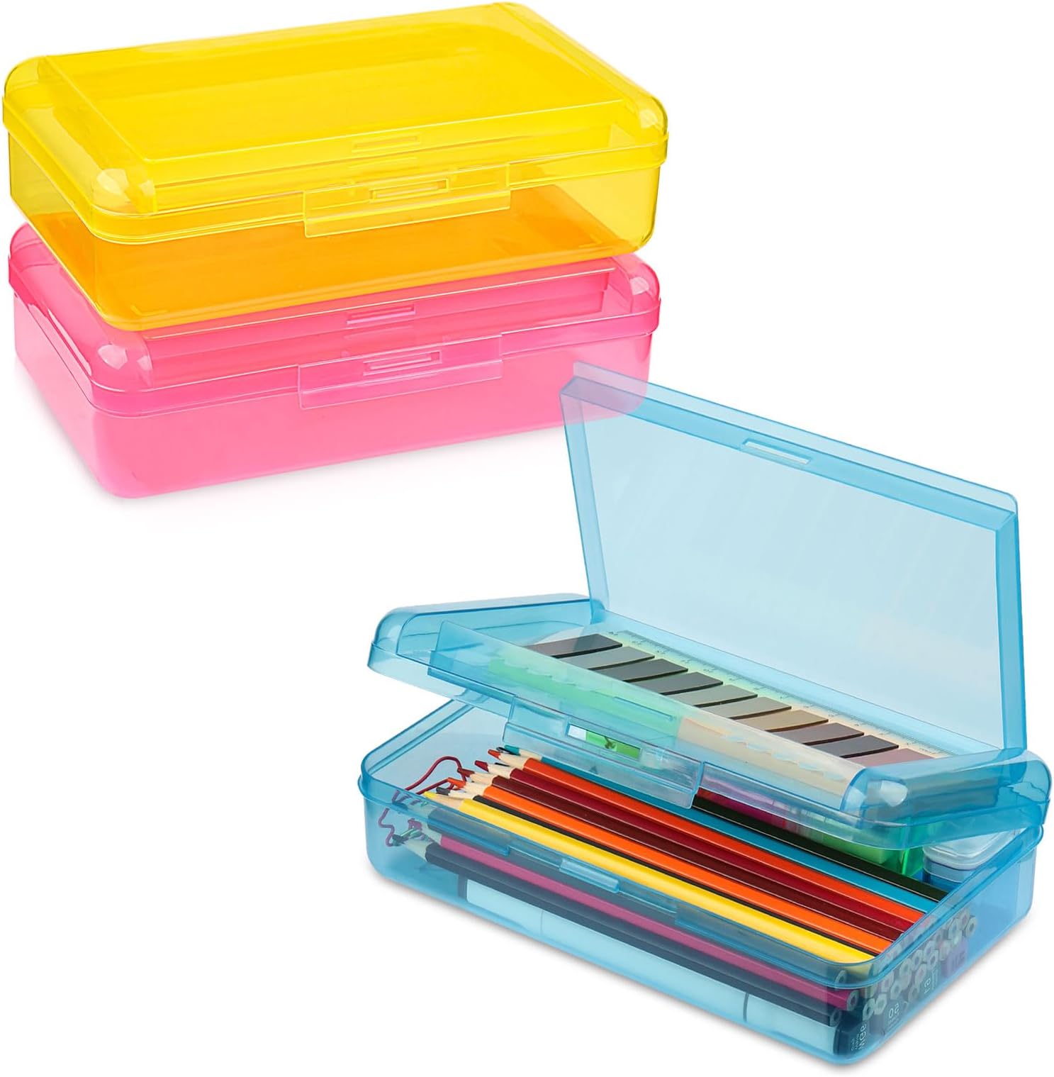 Amazon.com : Meiikun Pencil Box, Large Capacity Pencil Boxes 2 ...