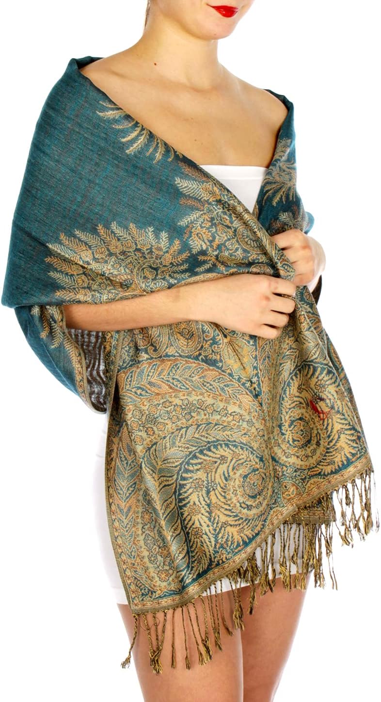 SERENITA Pashmina Scarf for Women Large Cashmere feel Big Paisley Rave ...