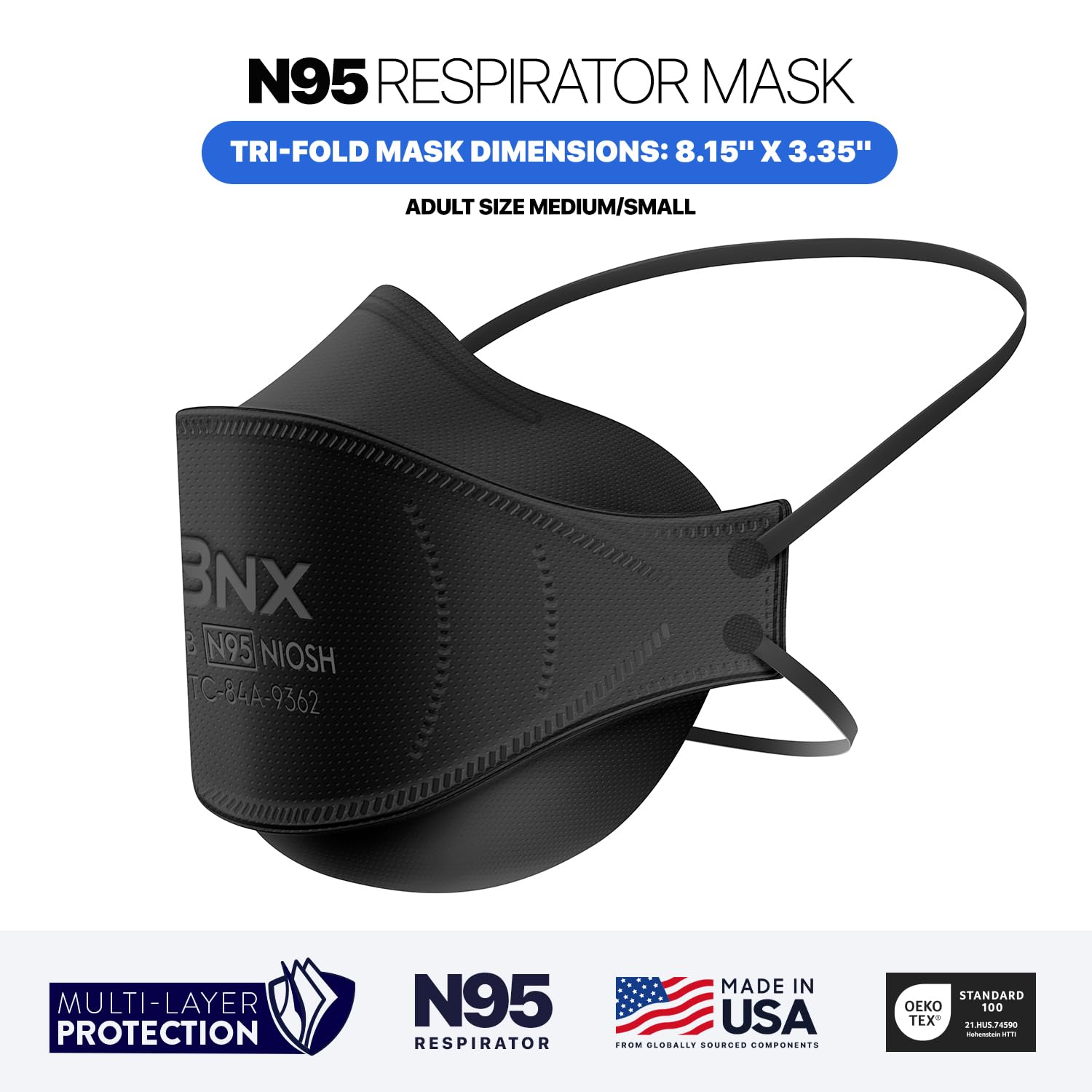 Snapklik.com : BNX N95 Mask NIOSH Certified MADE IN USA Particulate ...