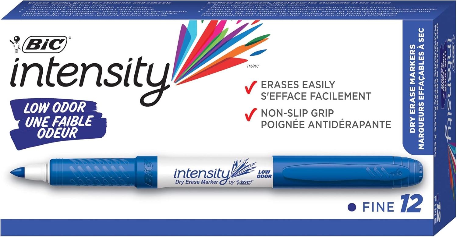 Amazon.com : BIC Intensity Blue Low Odor Dry Erase Markers, Fine Tip ...
