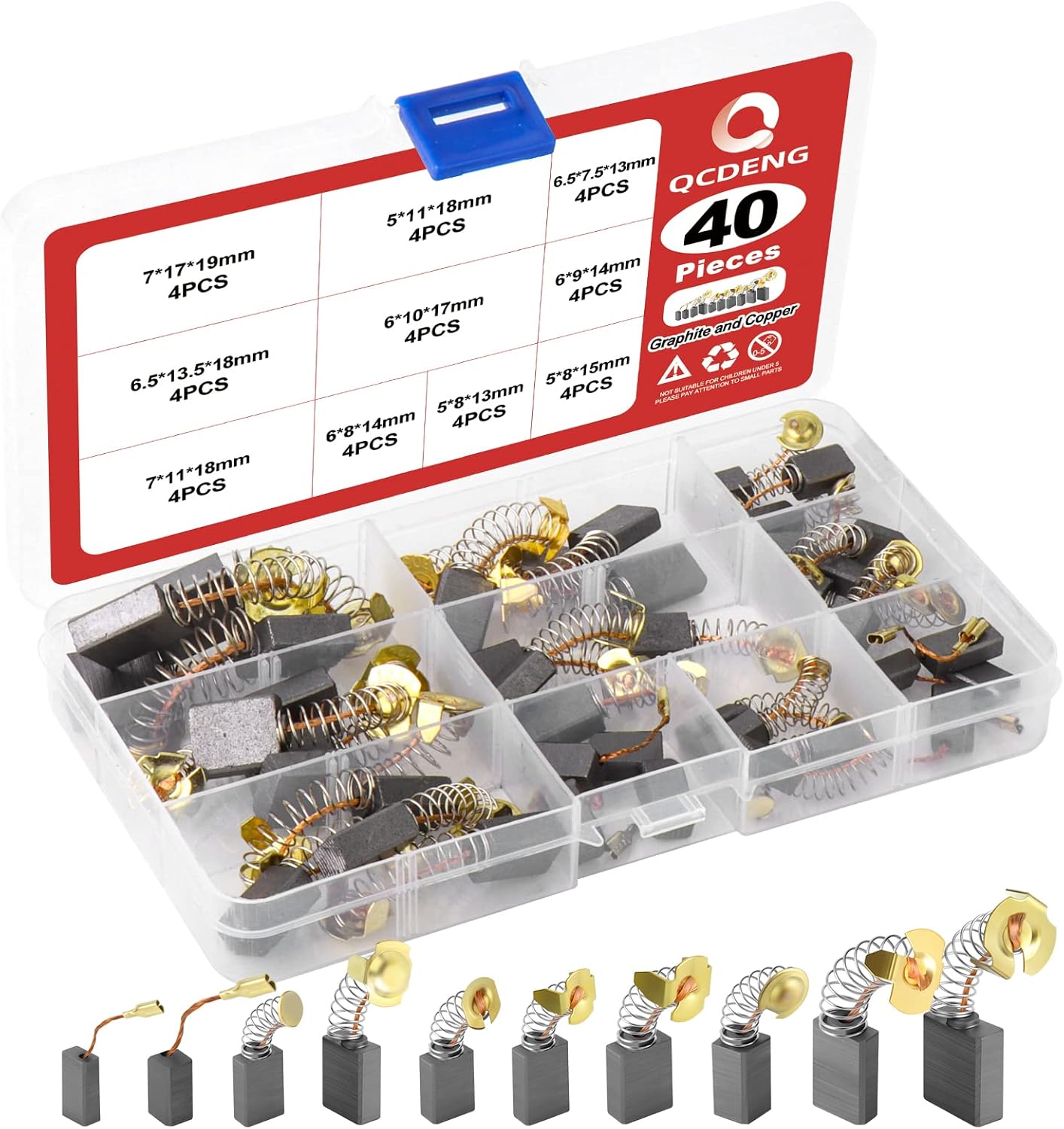 QCDENG Juego de herramientas de reparación de 40 cepillos de carbono para motor eléctrico, 10 ...