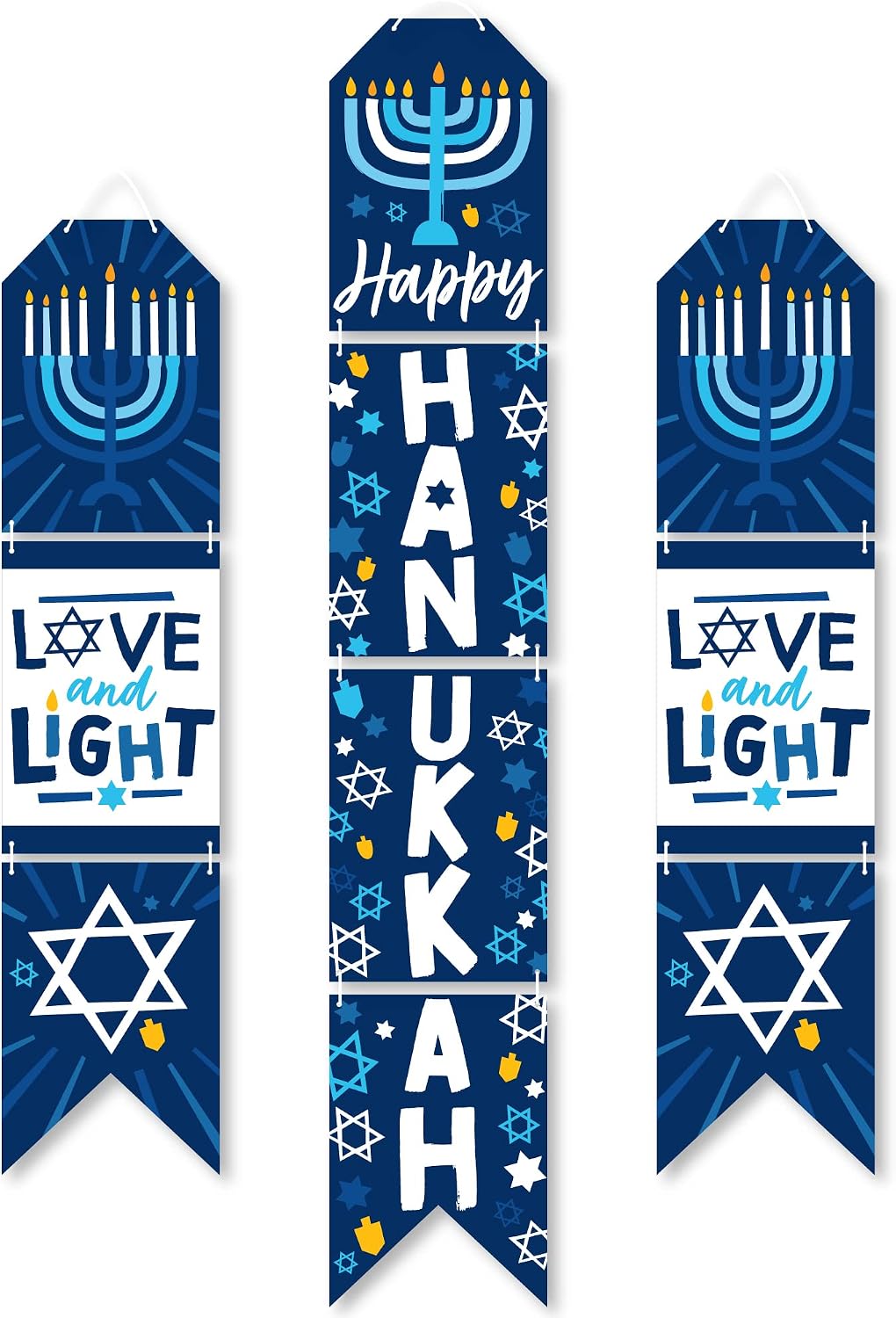 Amazon.com: Big Dot of Happiness Hanukkah Menorah - Hanging Vertical ...