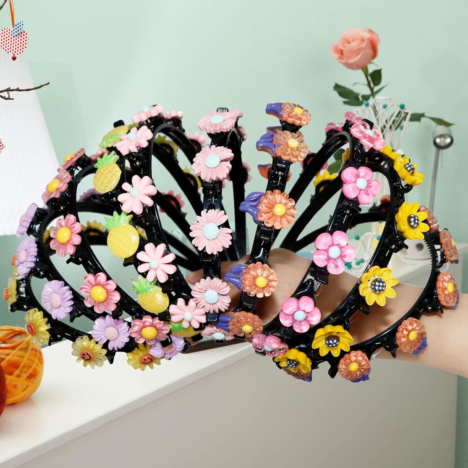 Amazon.com : Headband with Clips on Top Fashion Double Bangs Hairstyle ...