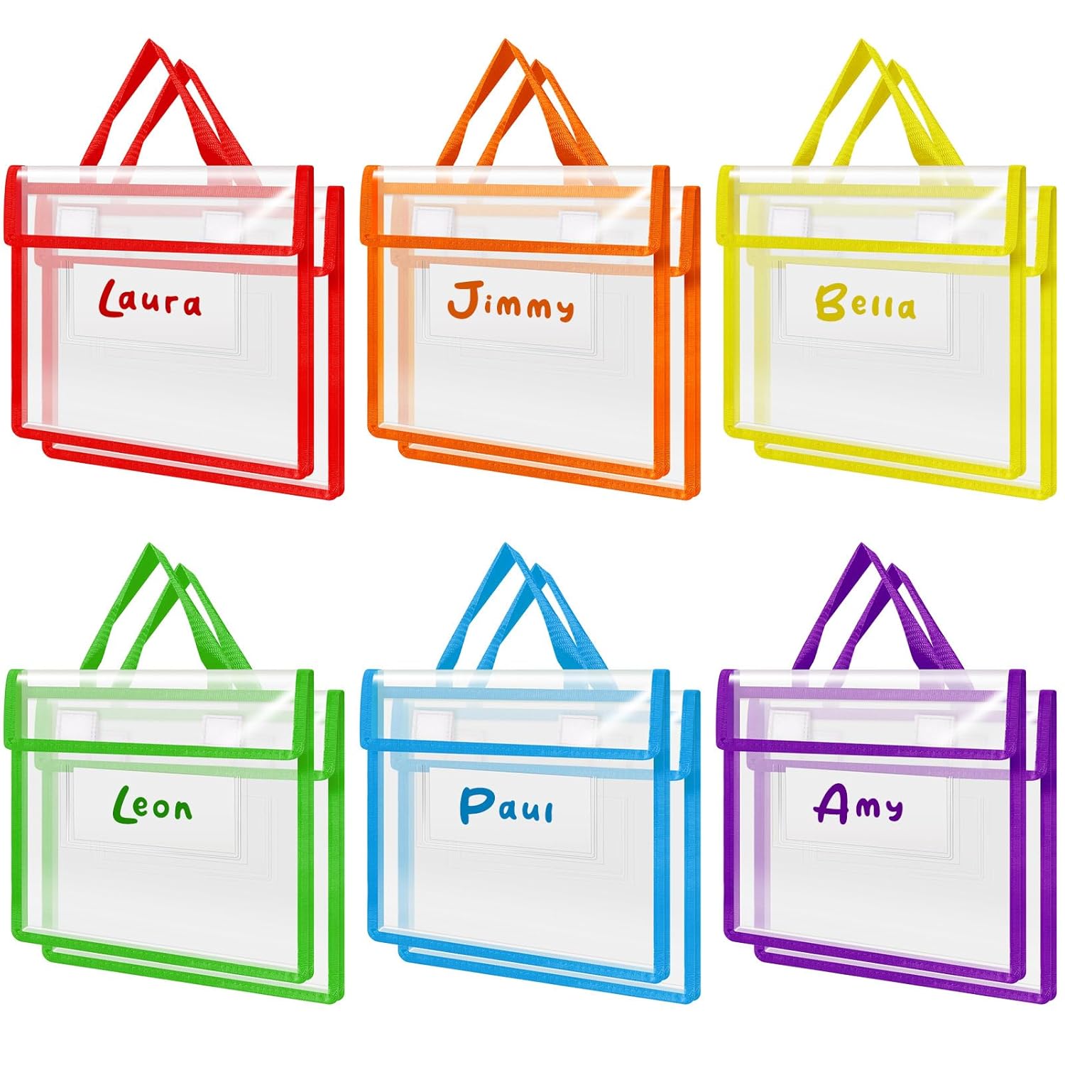Amazon.com : Teling 12 Pack Thick Clear Book Pouches with Blank Name ...