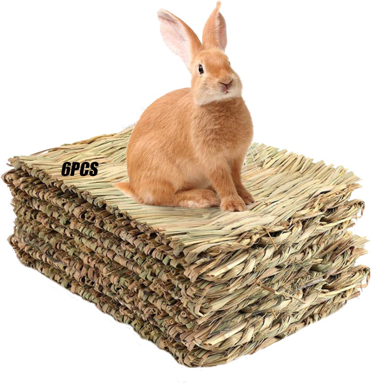 Amazon.com : kathosn 8 PCS Bunny Grass Mat Natural Woven Pet Bed Nest ...