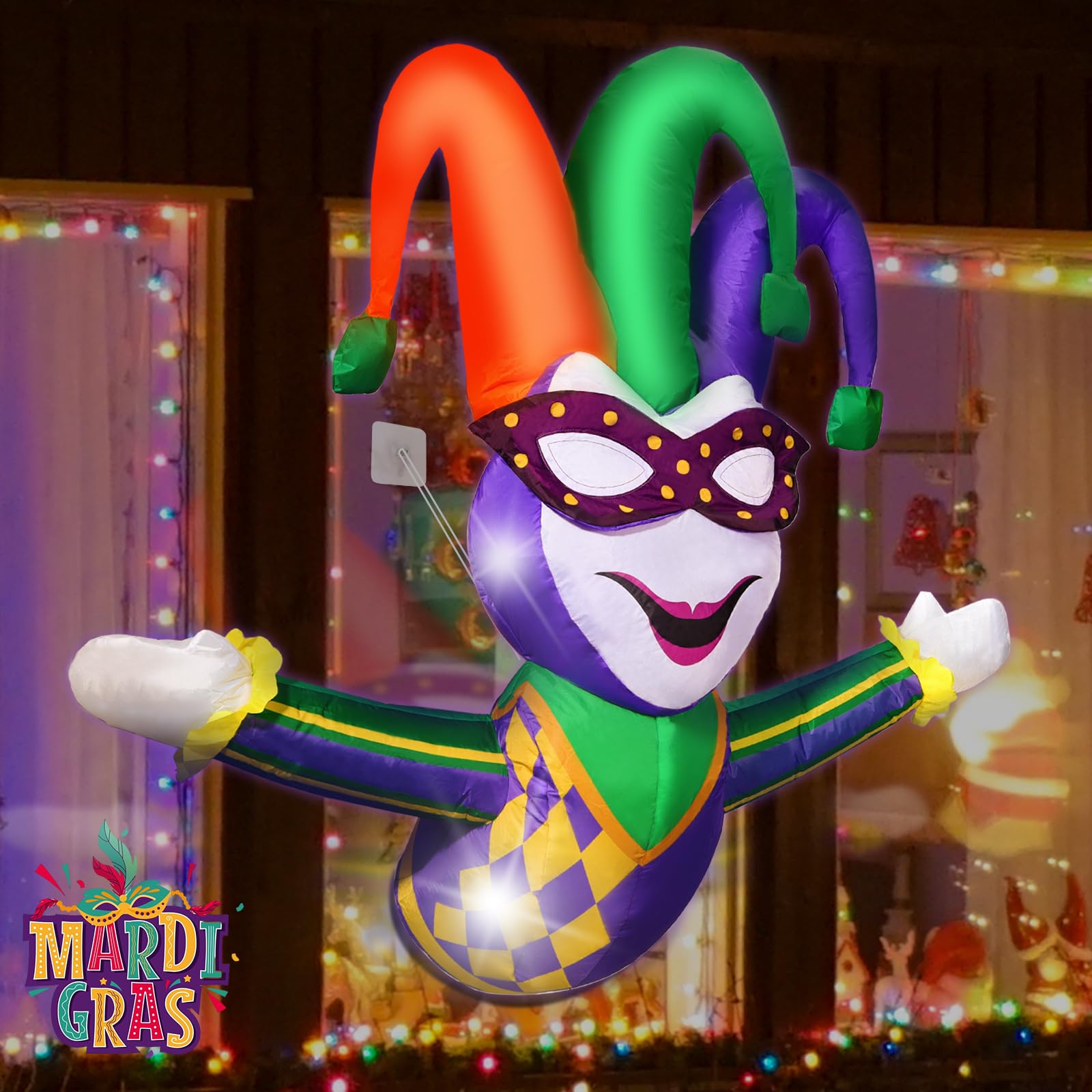 3 Ft Mardi Gras Decorations Inflatable,Blow Up Jester Lean Out from ...