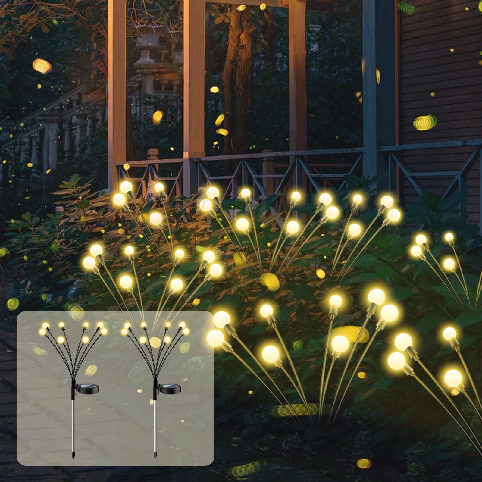 SCNNC Solar Firefly Lights Outdoor Garden, 8 LEDs Garden Firefly ...