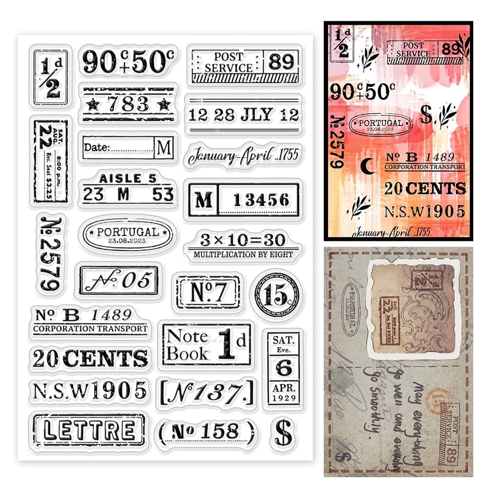 Amazon.com: INFUNLY Vintage Number Clear Stamps for Scrapbooking 6.3x4 ...
