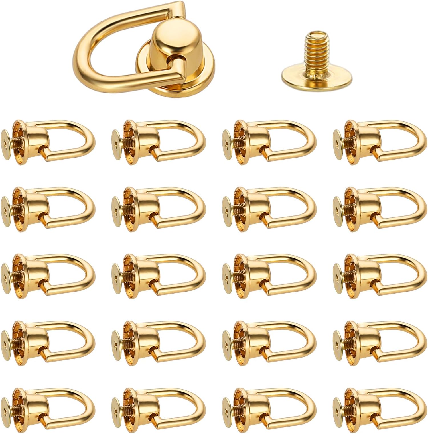 Amazon.com: 12 Pcs D Rings Rivets for Leather Purse, Gold D Ring Rivet ...