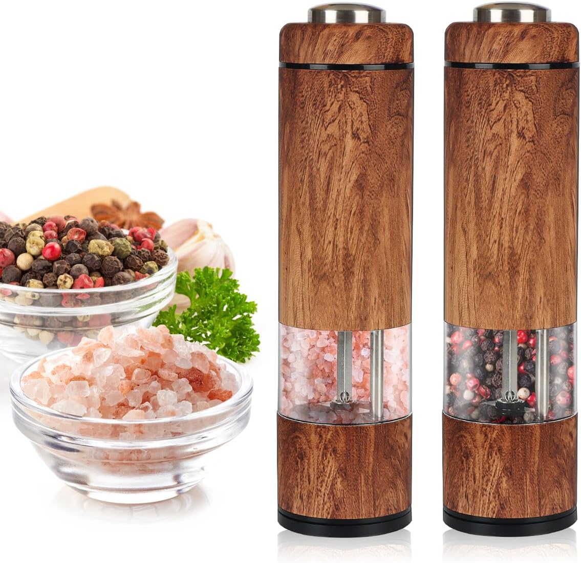 Amazon.com: GATGOODS Gravity Electric Salt and Pepper Grinder Set ...
