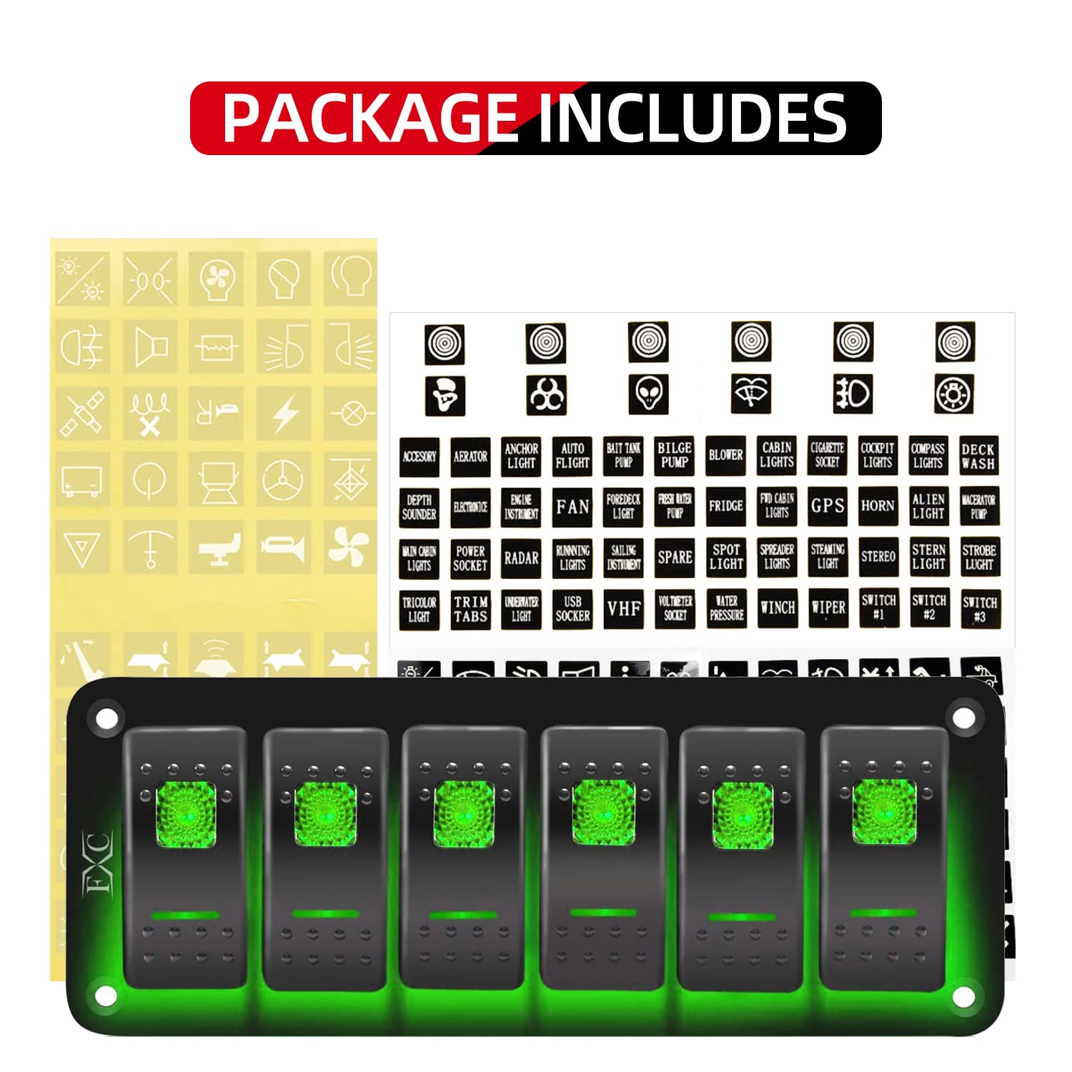 Snapklik.com : Rocker Switch Aluminum Panel 6 Gang Toggle Switches Dash ...