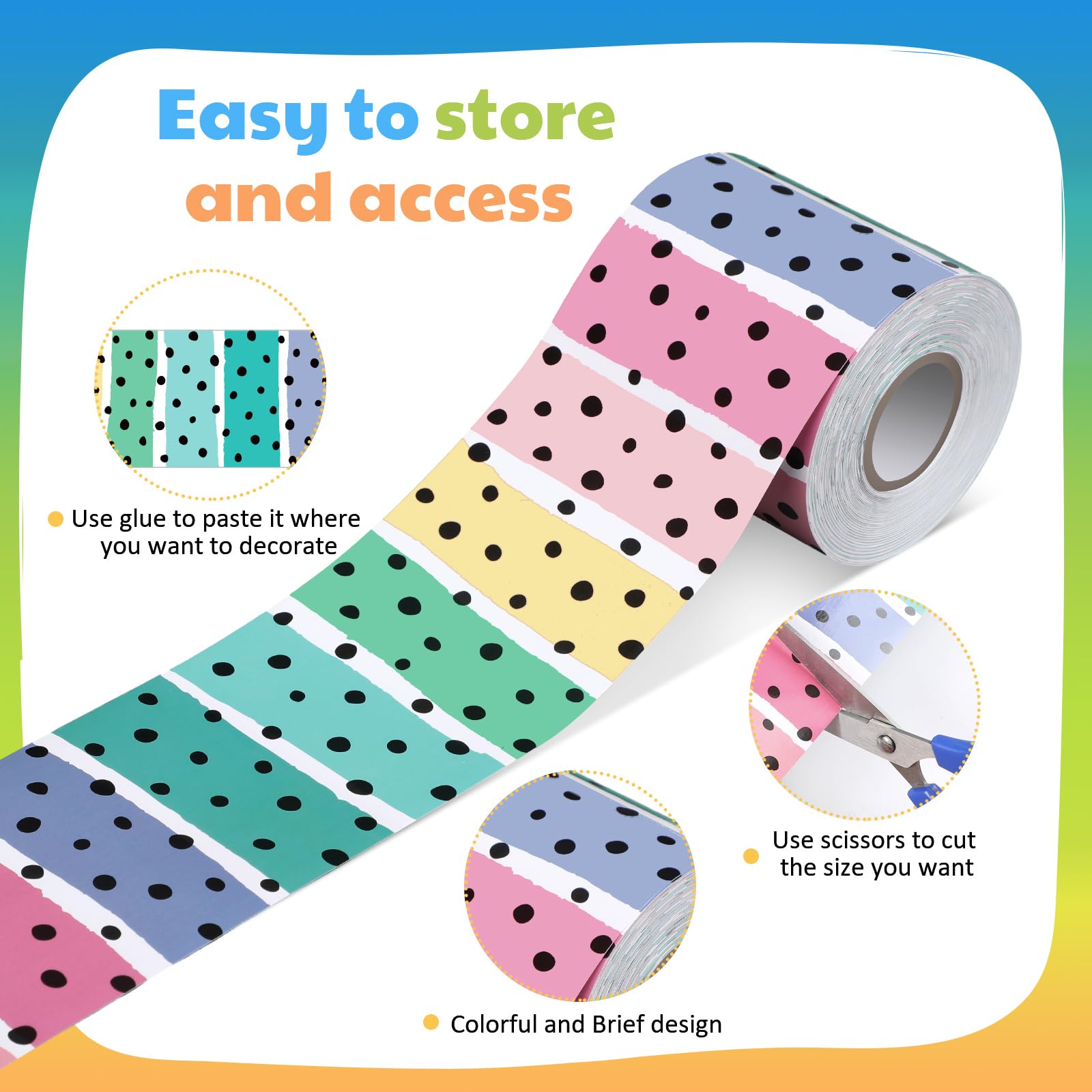 Snapklik.com : Zonon Classroom Bulletin Board Border 65 Feet Polka Dot ...