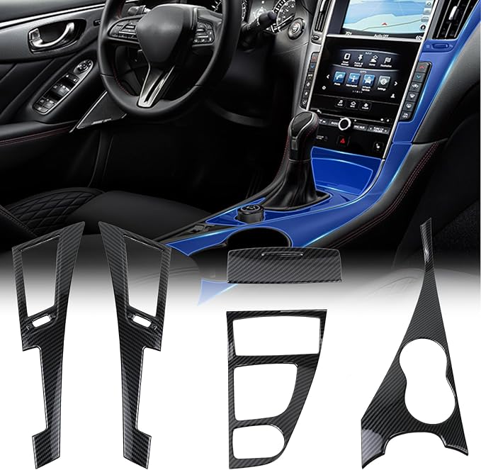 Amazon.com: 5PCS Carbon Fiber Center Console Dashboard Interior Trim ...