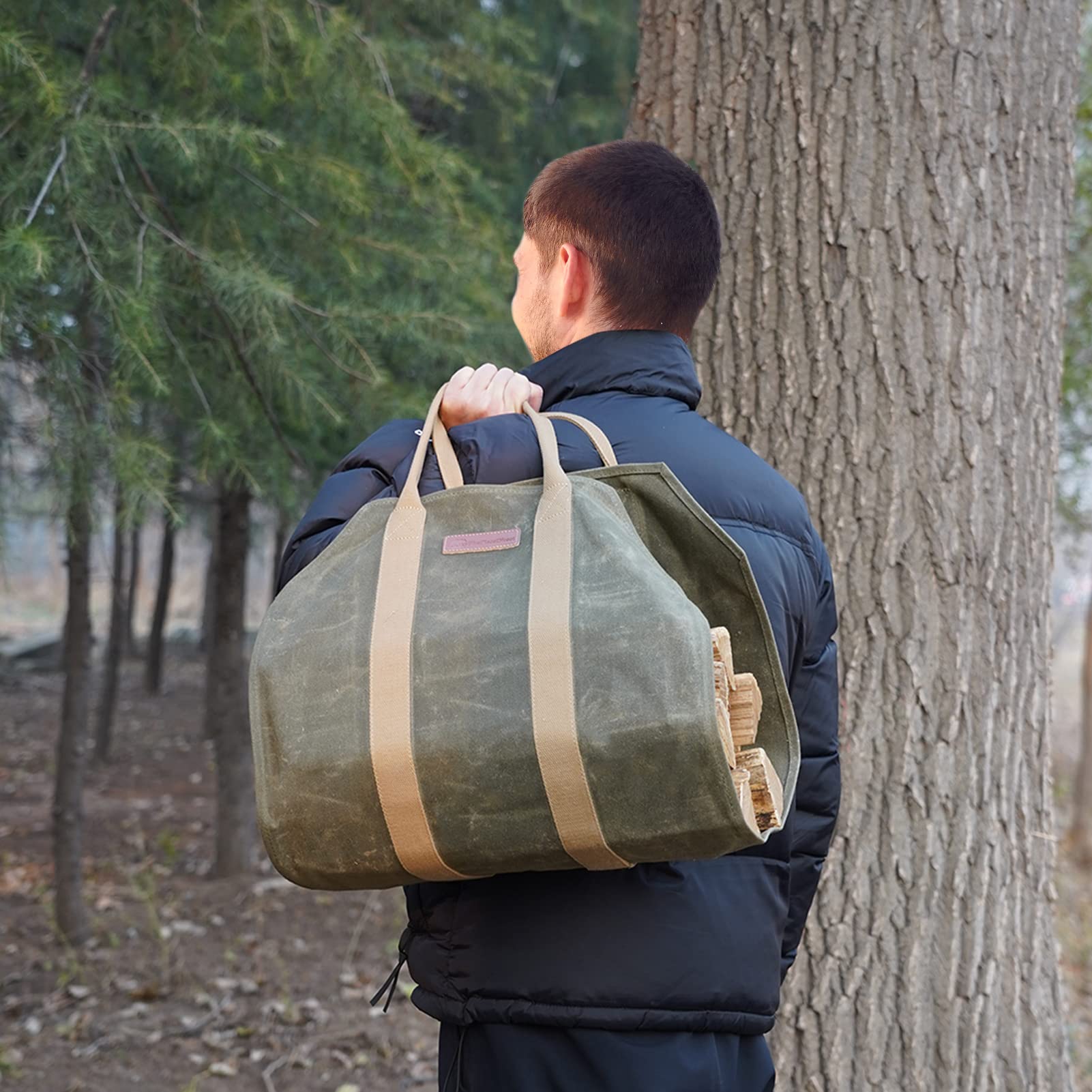 Snapklik.com : MYFIREPLACEDIRECT Sturdy Waxed Canvas Firewood Log ...