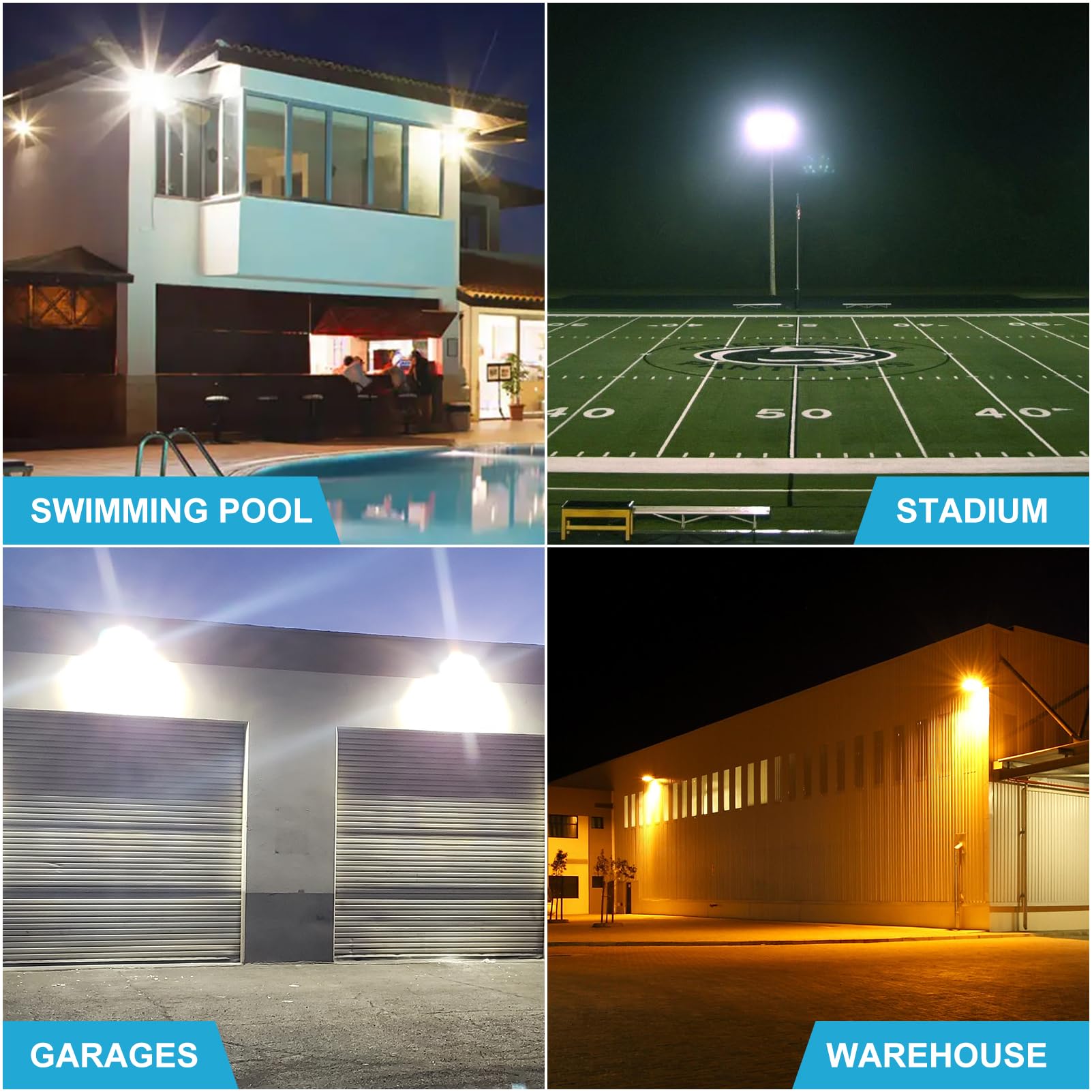 Lightdot 4 Pack 70W Led Flood Lights with Base, 5000K 10500LM [Eqv. to ...