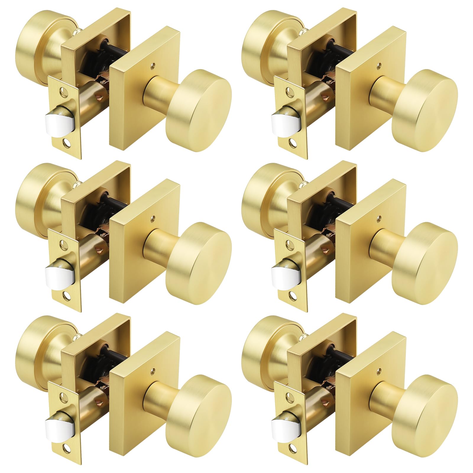 Probrico Gold Door Lock Interior Knobs, Brushed Brass Bedroom Door ...