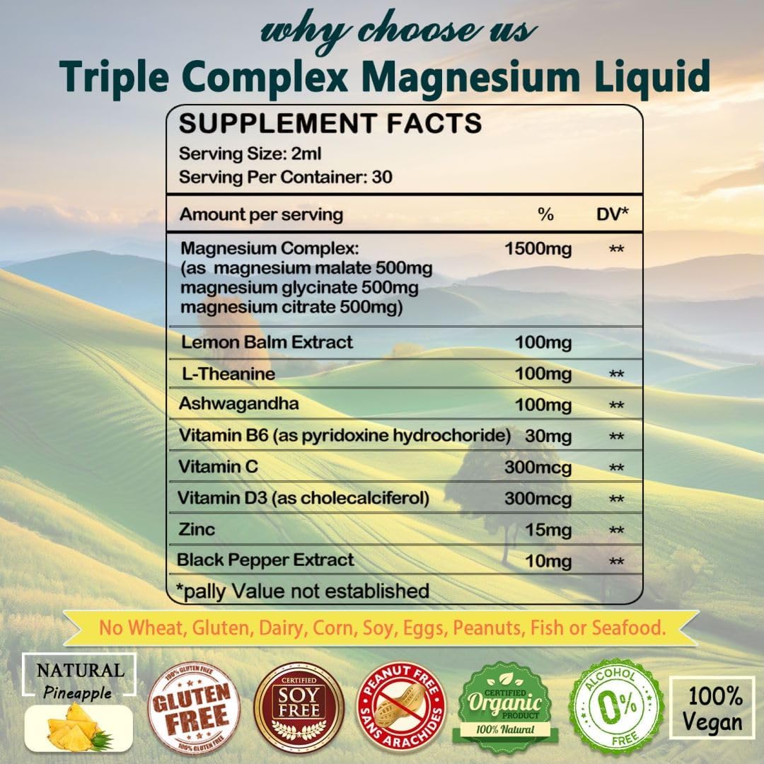 Triple Complex Magnesium Liquid Drops, 1500mg Magnesium Malate ...