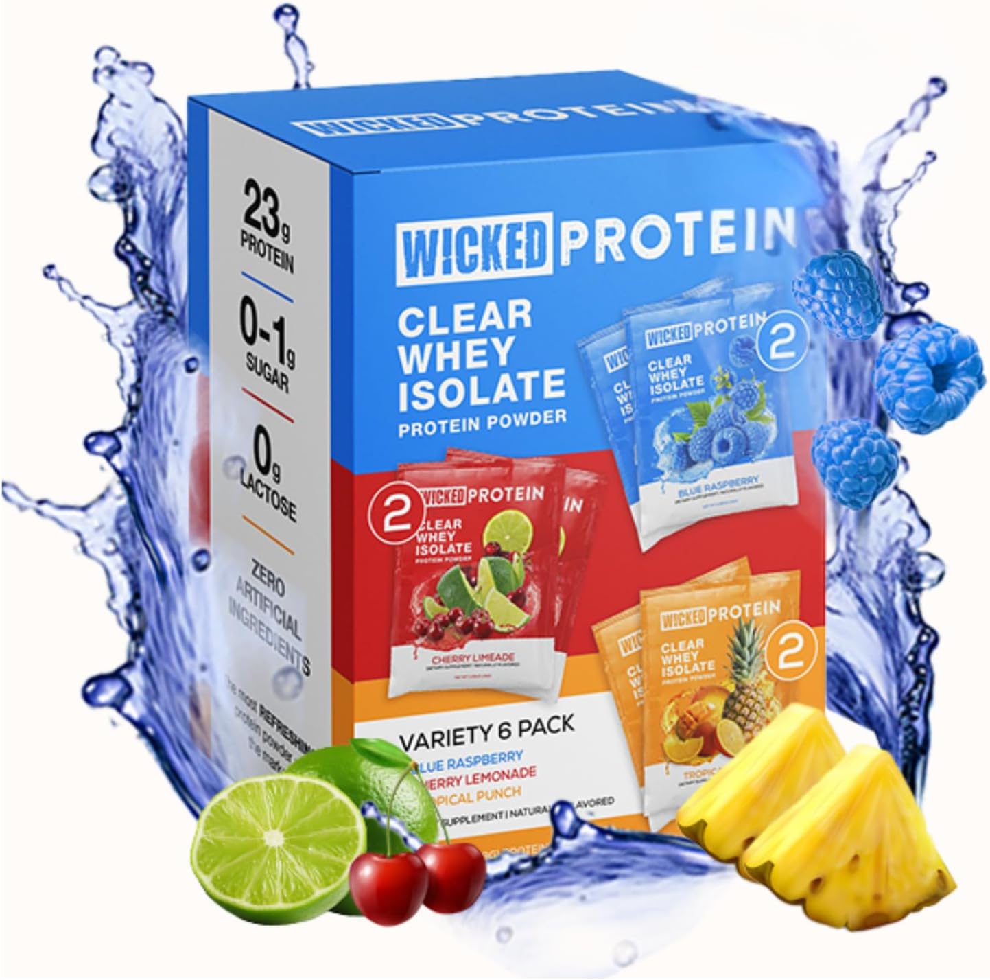 Amazon.com: WICKED Protein Powder, Clear Whey Isolate Variety Pack, 23g ...
