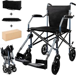 Amazon.com: Generic Lightweight Wheelchair with 5 Levels Adjustable ...