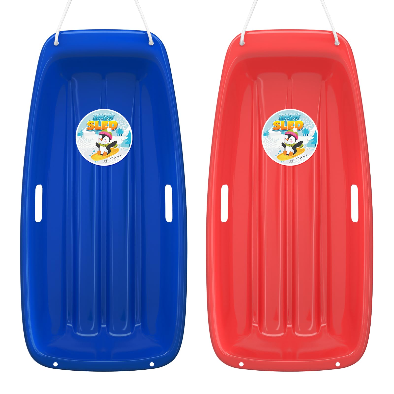 AGPTEK 35/31/26.5/25 Inch Durable Downhill Sprinter Toboggan Snow Sled ...