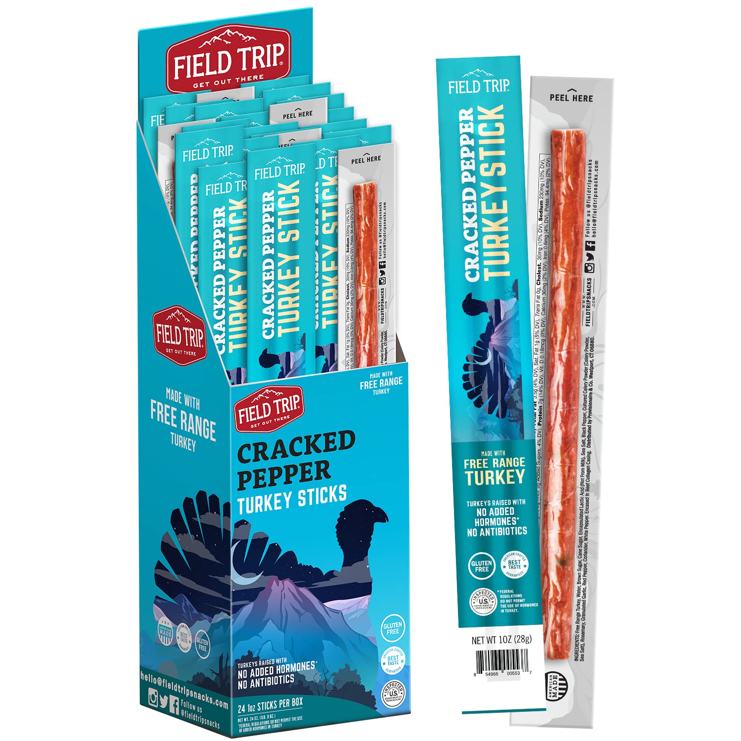 Amazon.com: Field Trip Turkey Jerky Sticks, Gluten Free, Healthy Snacks ...