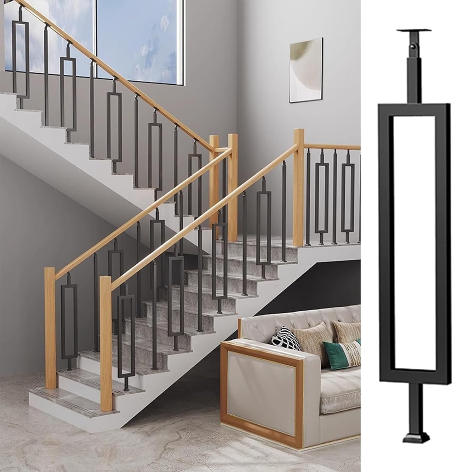 SAFWEL Indoor Stair Railing Deck Balusters for Staircase Remodeling ...