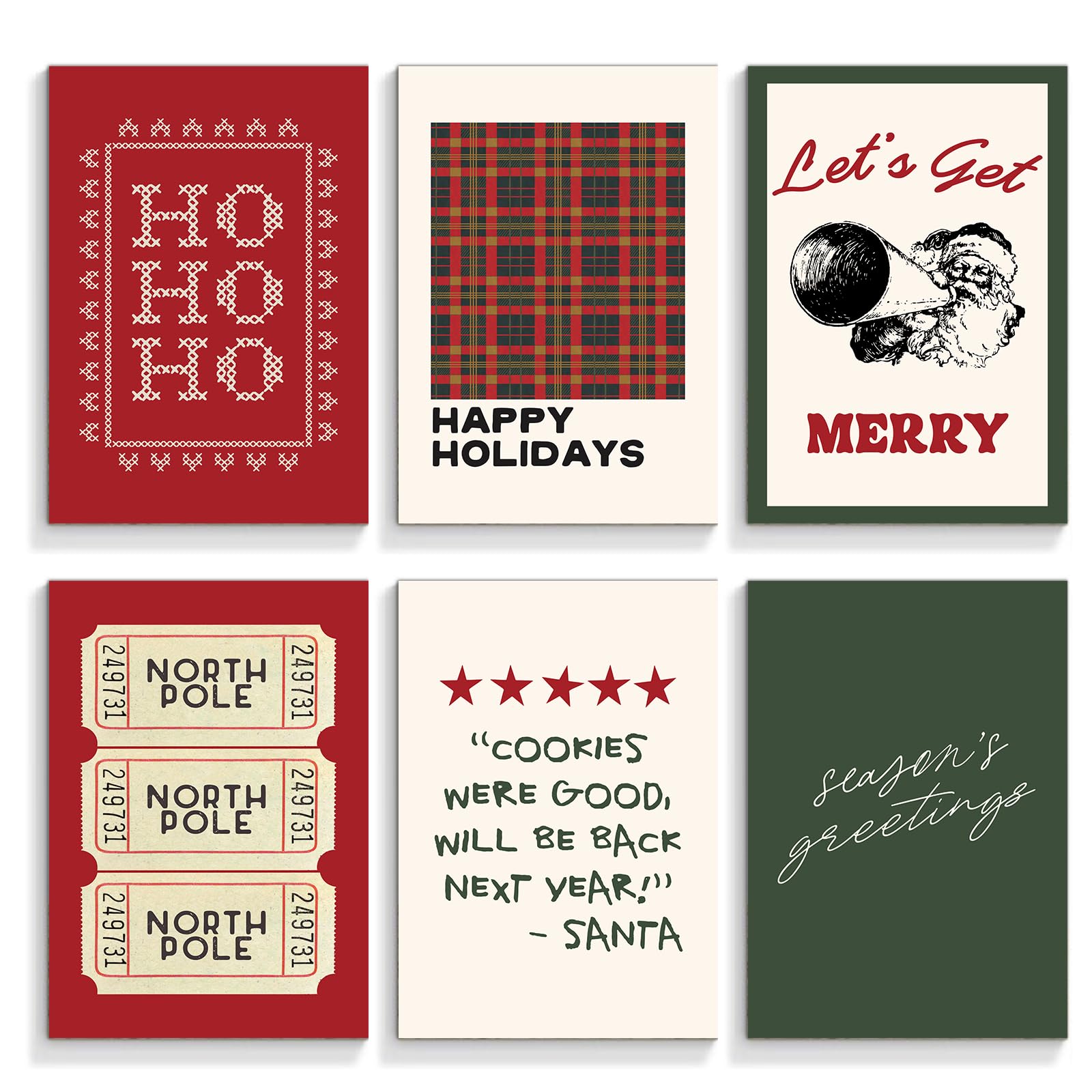 Amazon.com: Anslivle Classic Christmas Prints Canvas Wall Art, 6 Piece ...