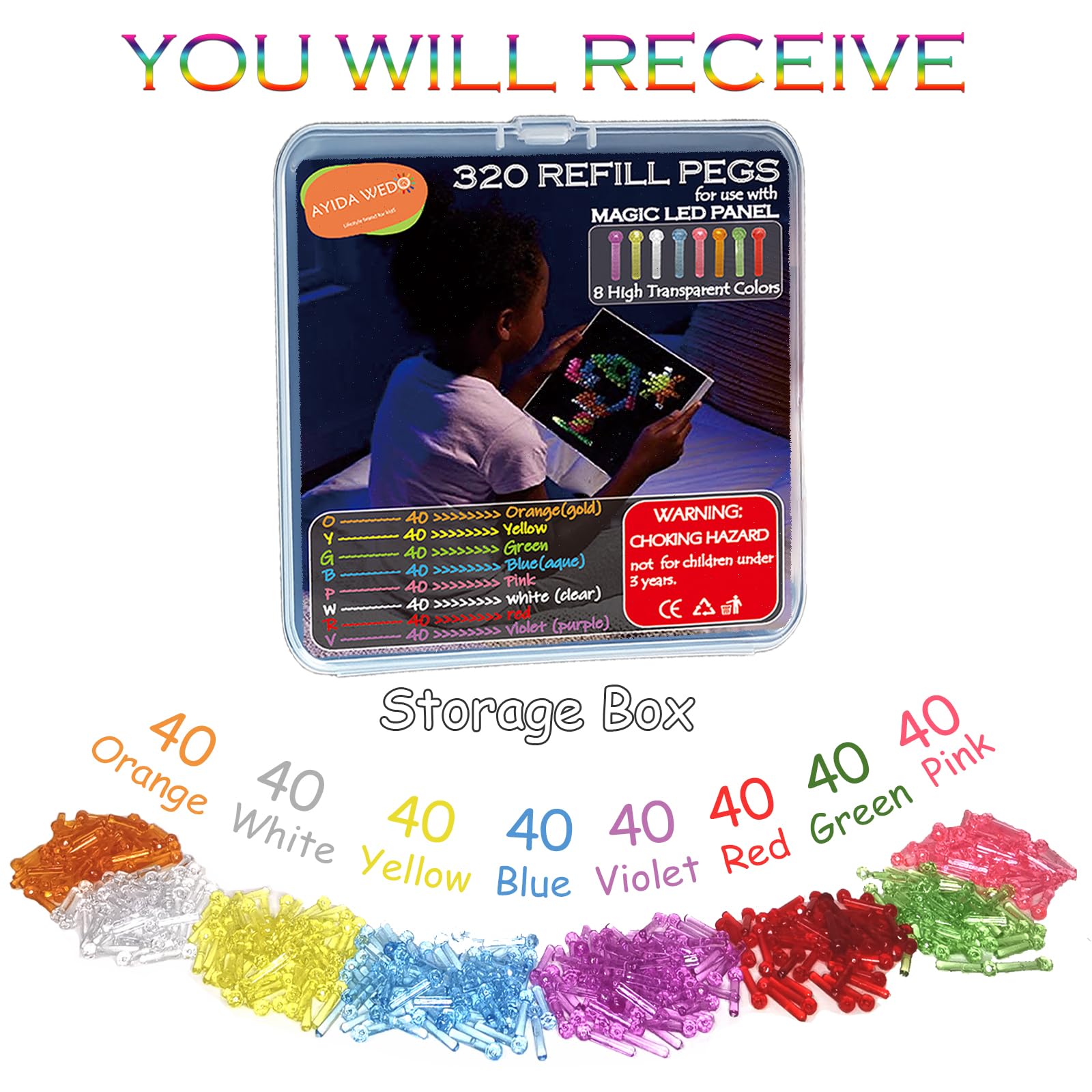 Pumpkin Glowing Peg Lights Kit Giant Bright Light LED Pegboard With ...