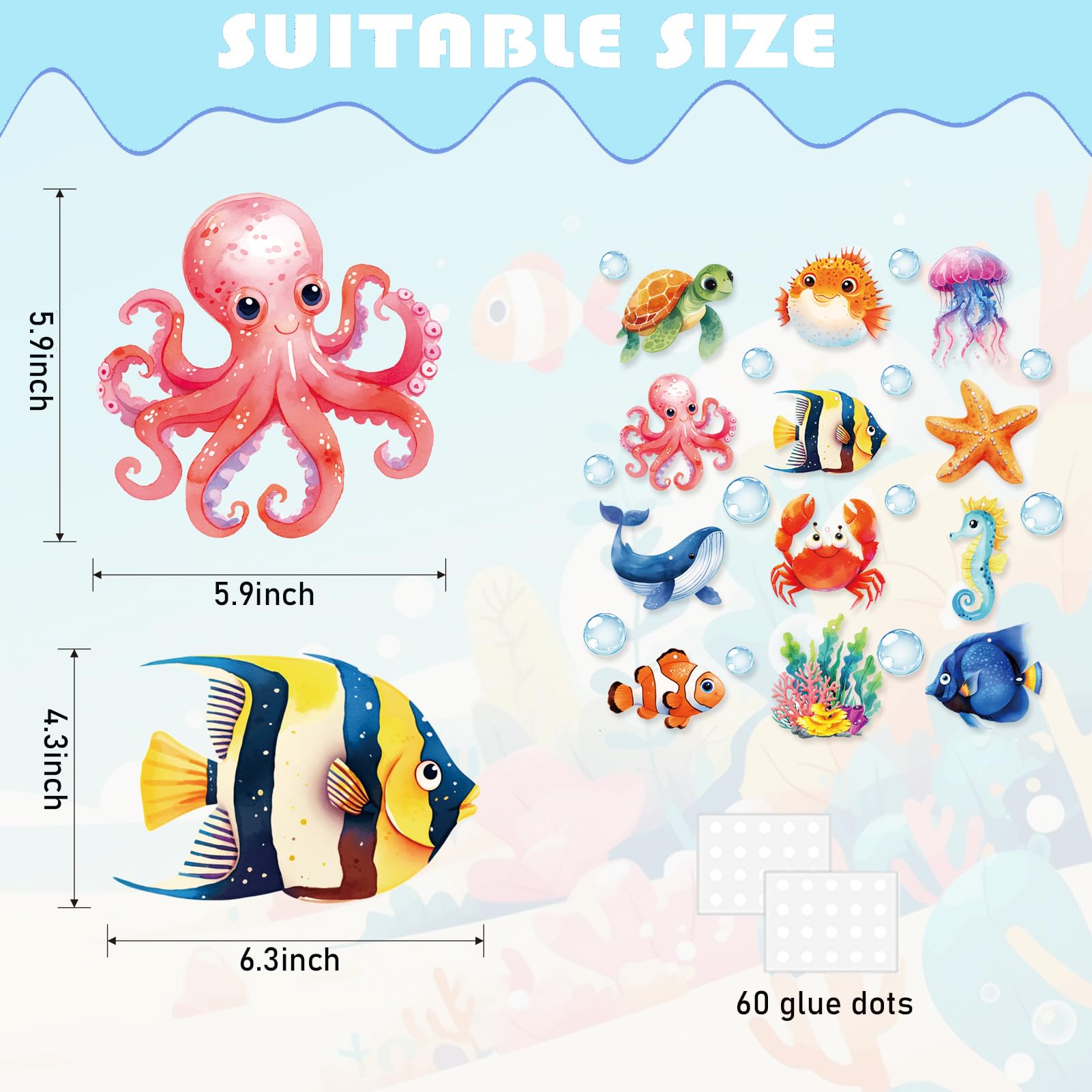 Snapklik.com : 26 Pieces Sea Creature Cutouts Tropical Fish Cutouts ...
